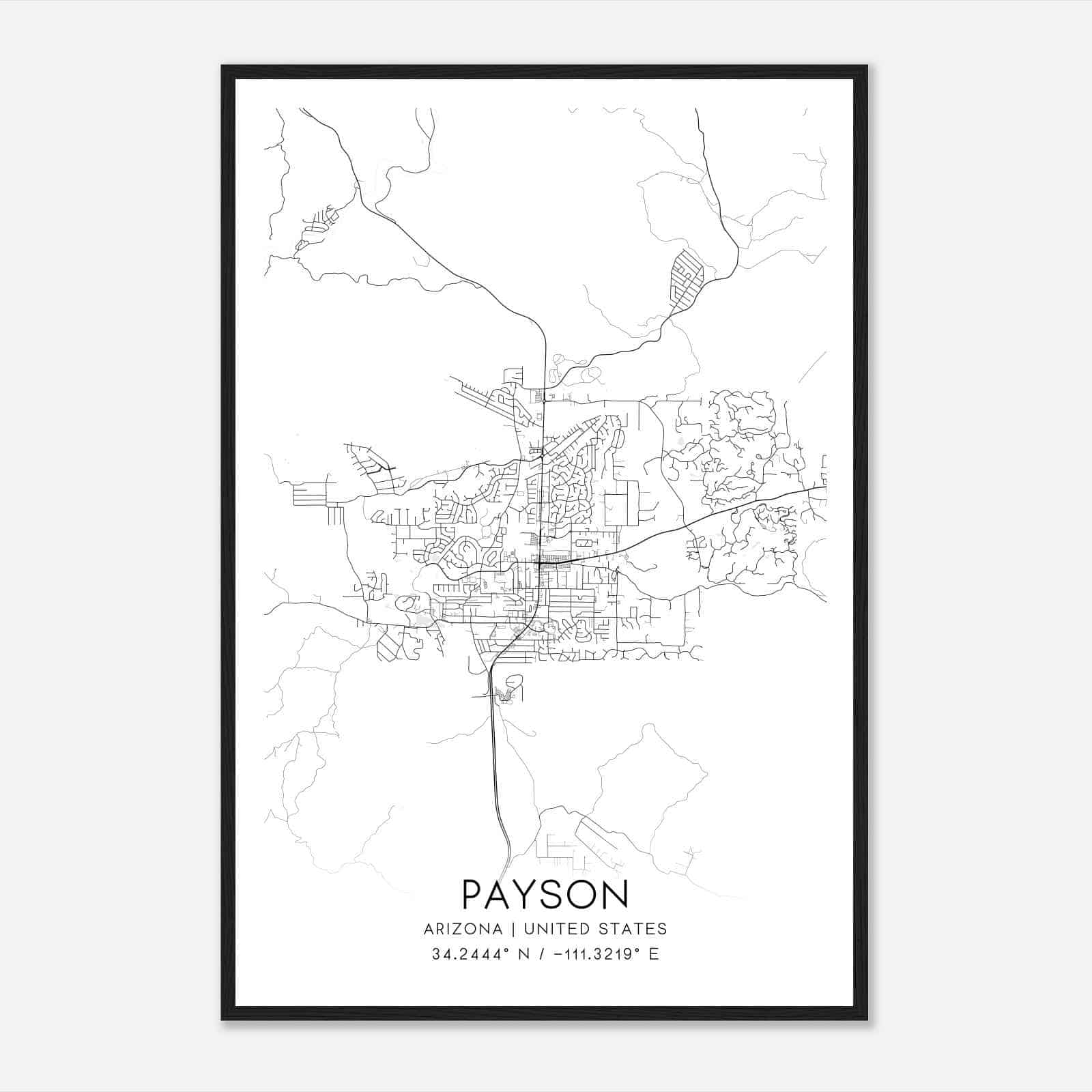 Payson Arizona Map Poster, Modern Home Decor Wall Art Print - Custom ...
