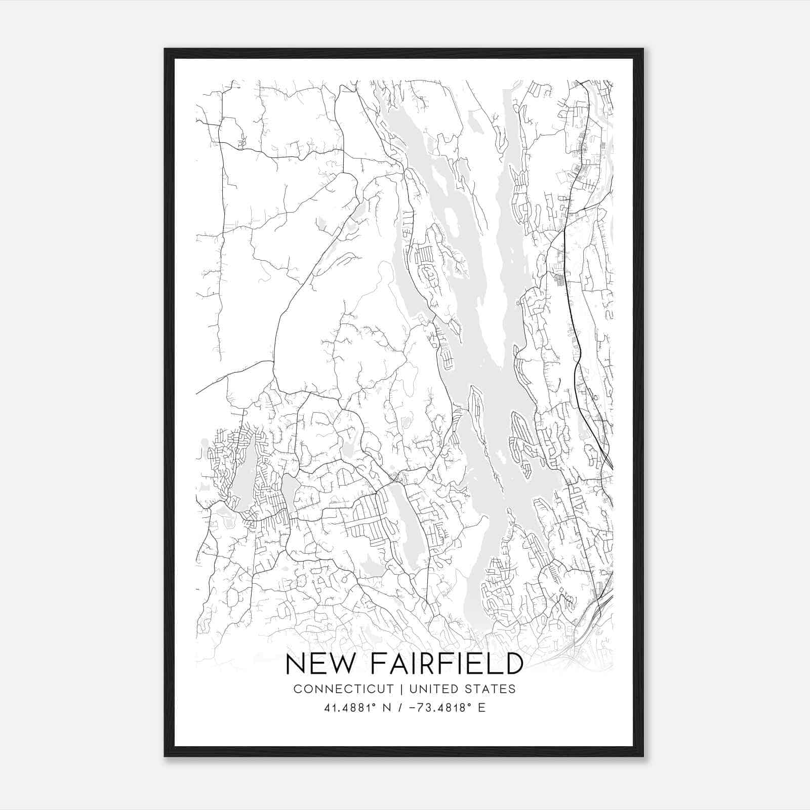 New Fairfield Connecticut Map Poster, Modern Home Decor Wall Art Print ...