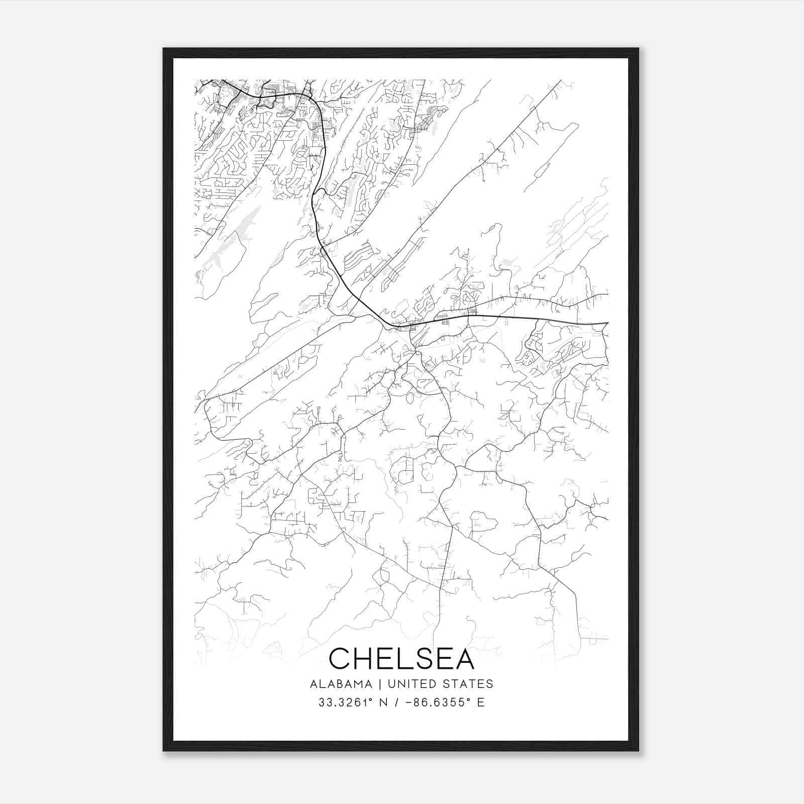 Chelsea Alabama Map Poster, Modern Home Decor Wall Art Print - Custom ...