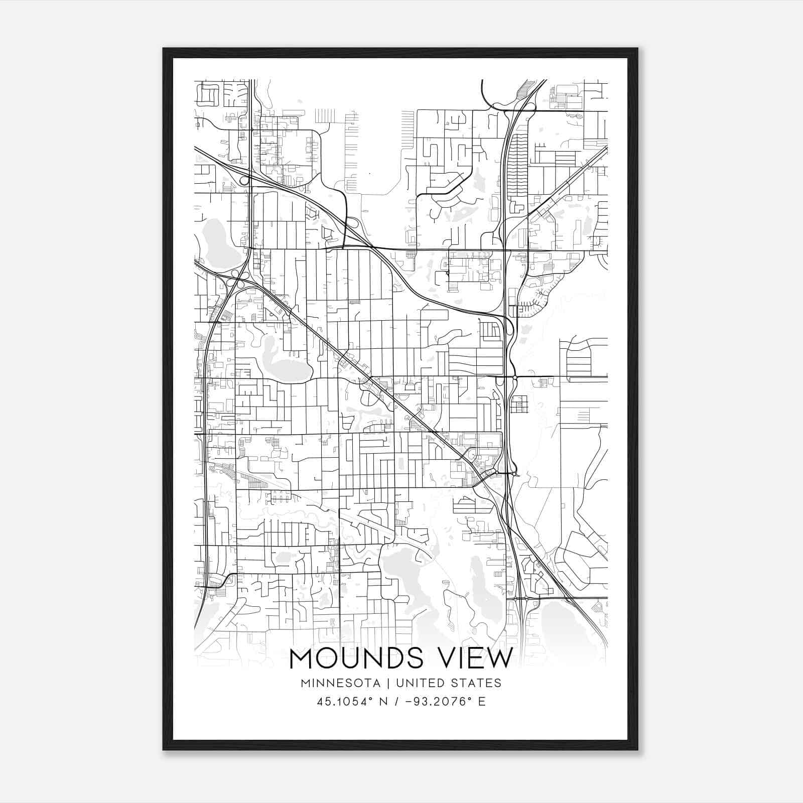Mounds View Minnesota Map Poster, Modern Home Decor Wall Art Print ...