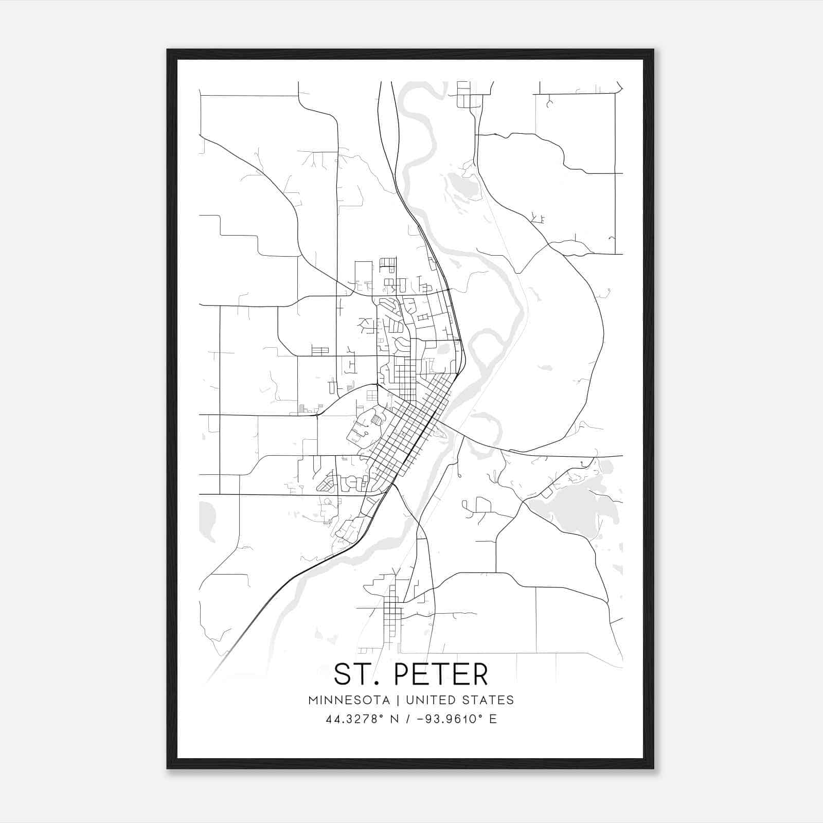 St. Peter Minnesota Map Poster, Modern Home Decor Wall Art Print ...