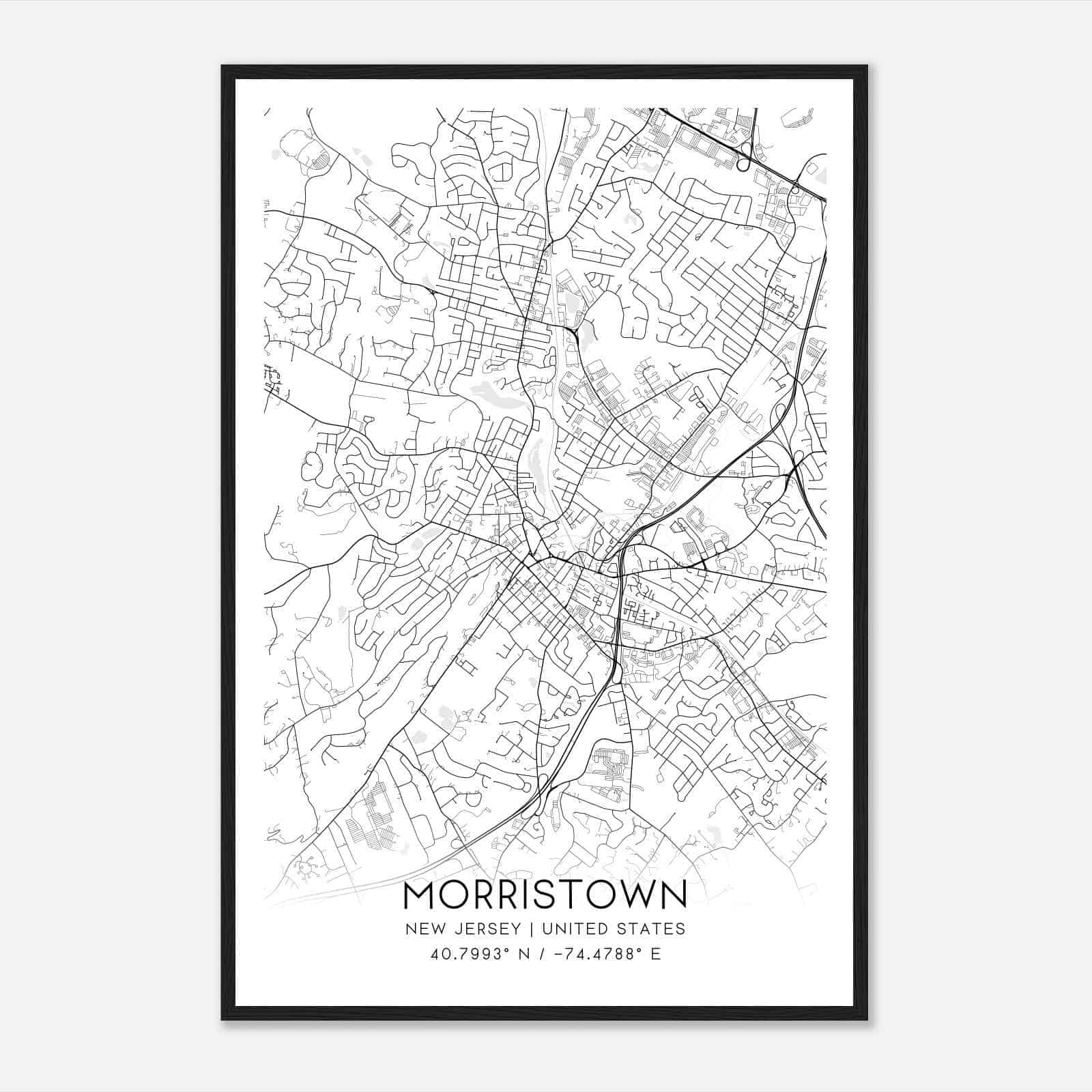 Morristown New Jersey Map Poster, Modern Home Decor Wall Art Print ...