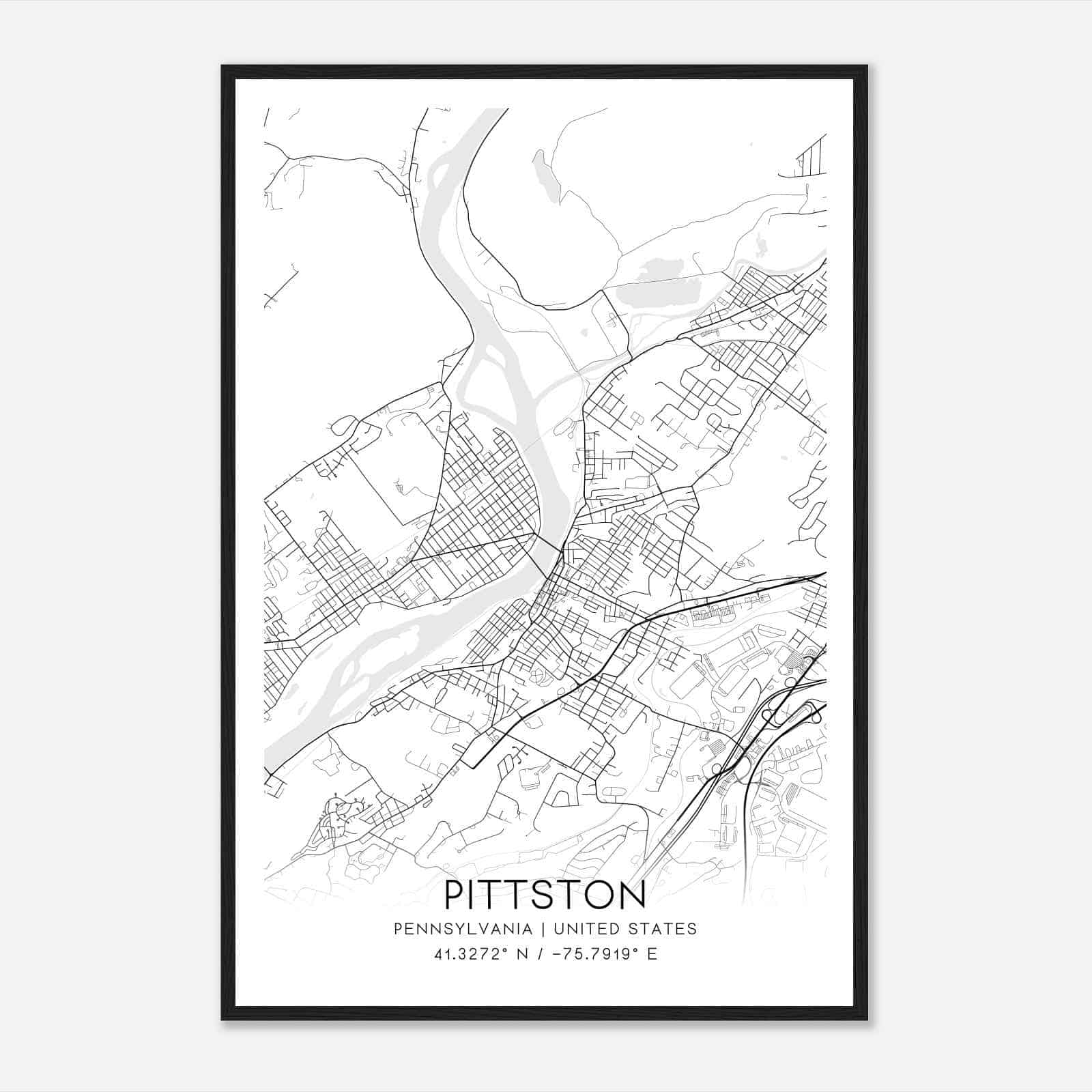Pittston Pennsylvania Map Poster, Modern Home Decor Wall Art Print ...