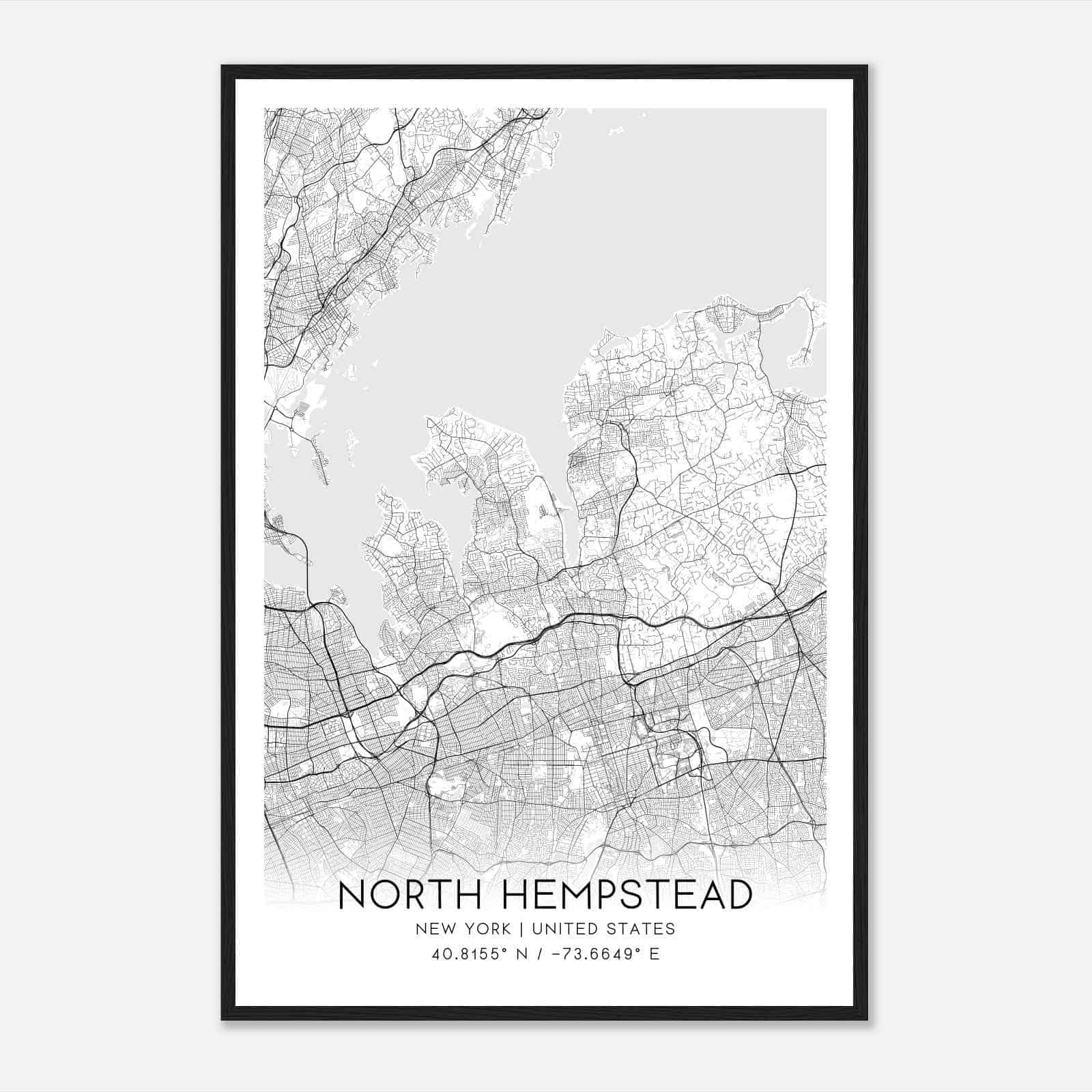 North Hempstead New York Map Poster, Modern Home Decor Wall Art Print ...