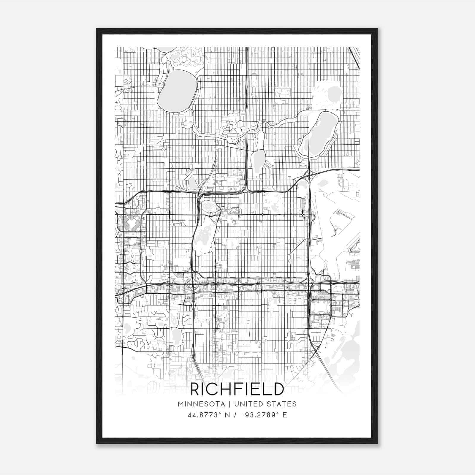 Richfield Minnesota Map Poster, Modern Home Decor Wall Art Print ...