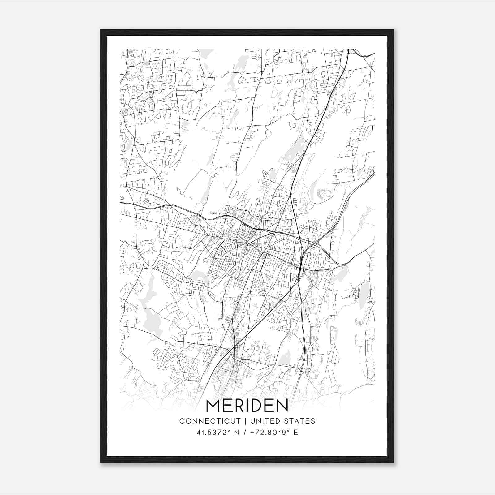 Meriden Connecticut Map Poster, Modern Home Decor Wall Art Print ...