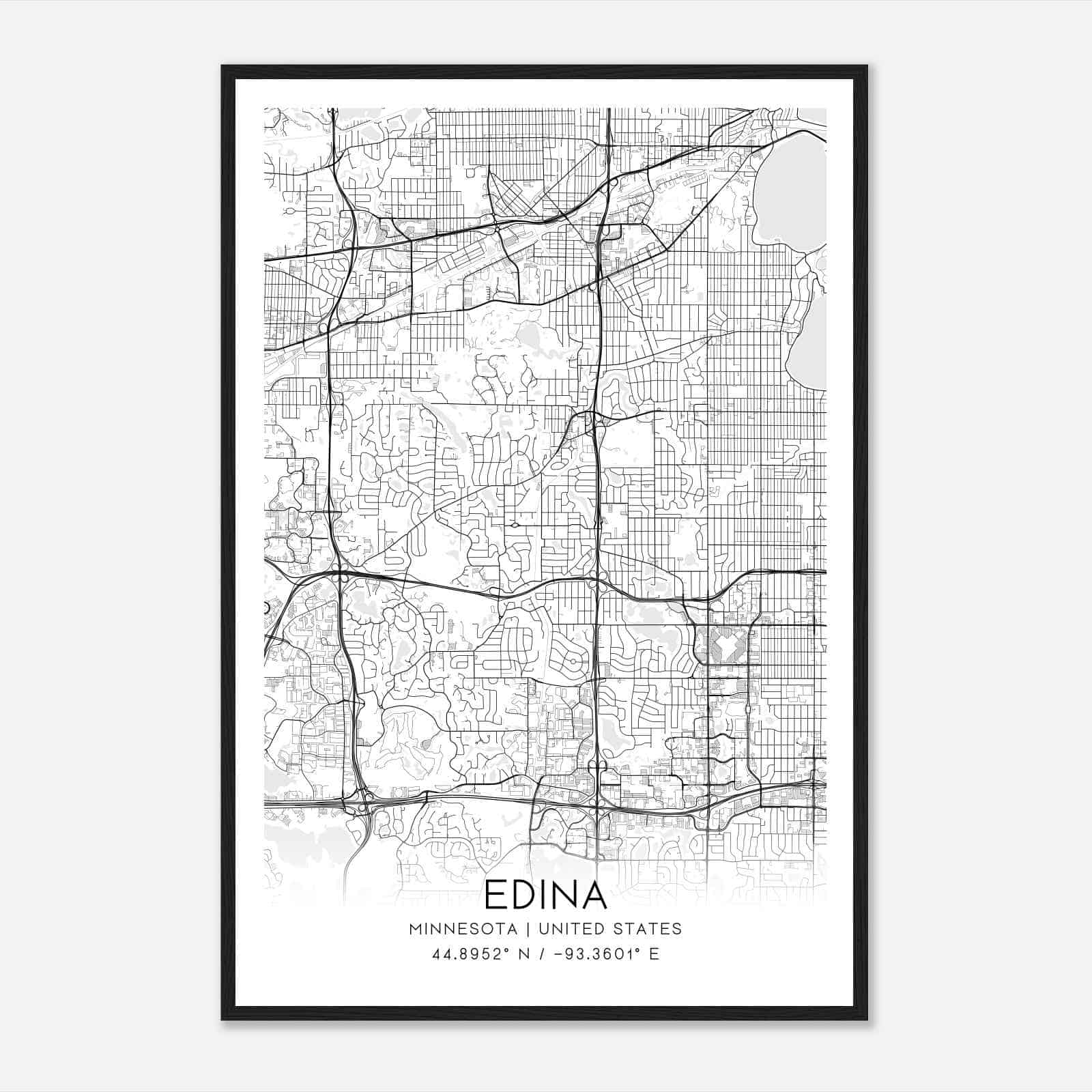 Edina Minnesota Map Poster, Modern Home Decor Wall Art Print - Custom ...