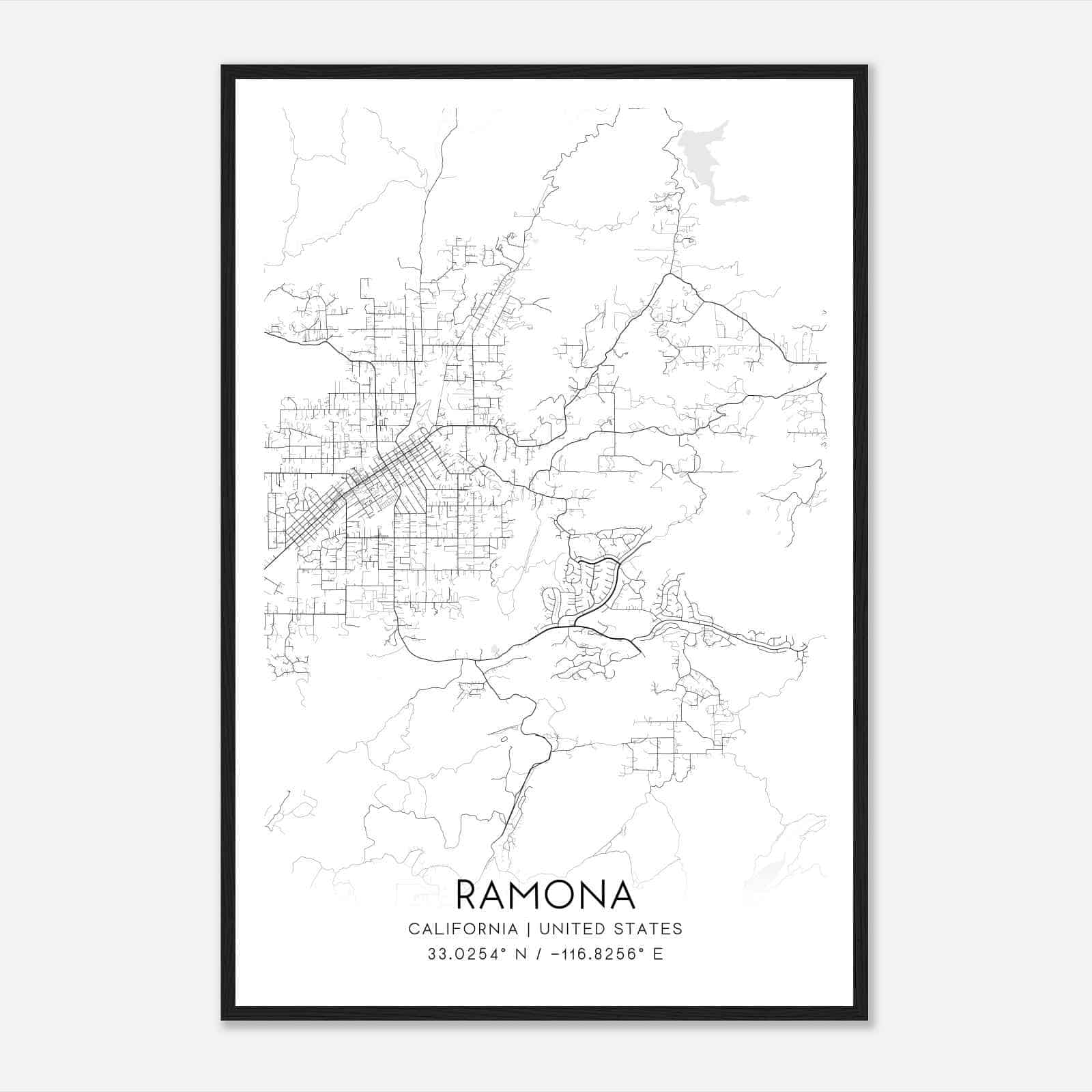 Ramona California Map Poster, Modern Home Decor Wall Art Print - Custom ...