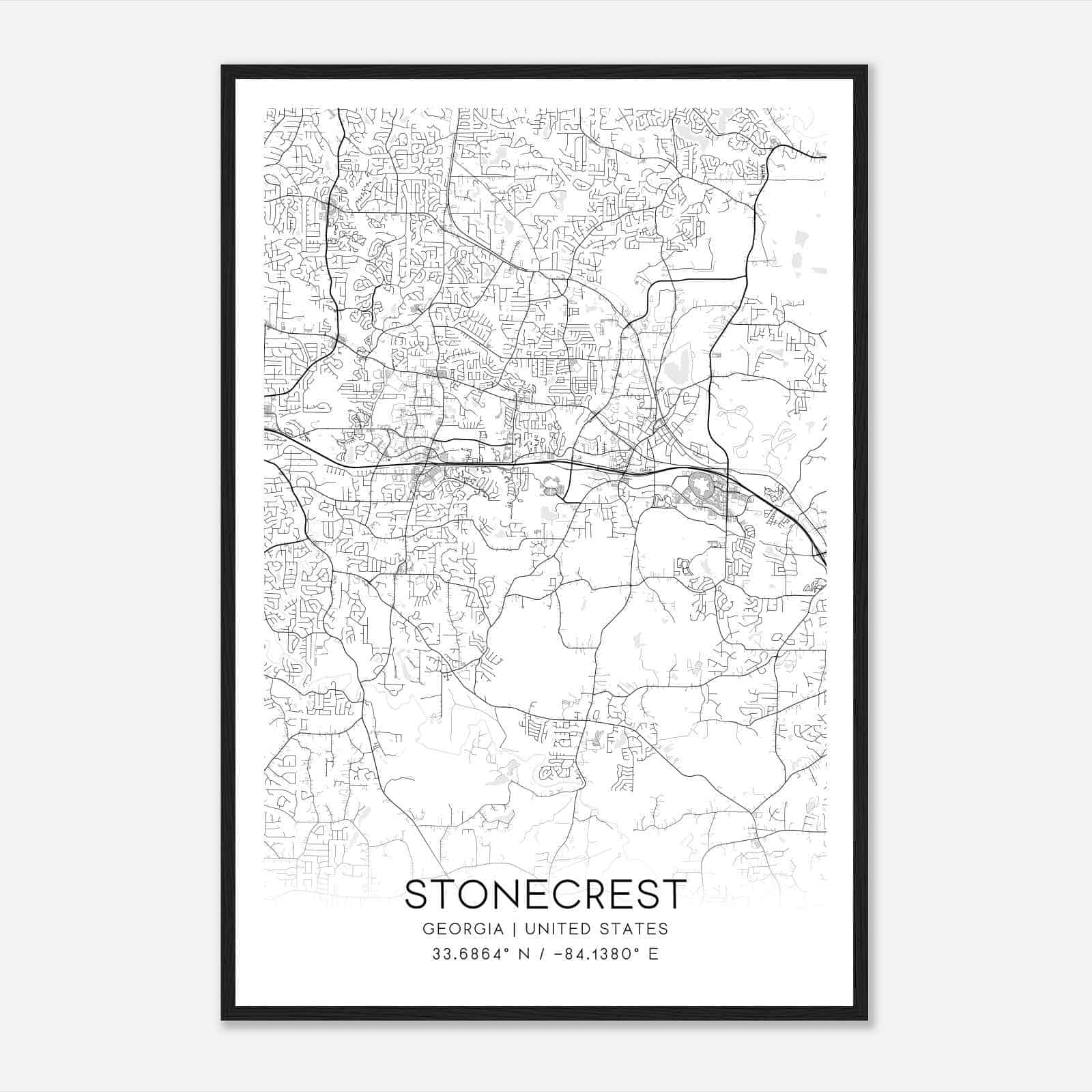 Stonecrest Georgia Map Poster, Modern Home Decor Wall Art Print ...