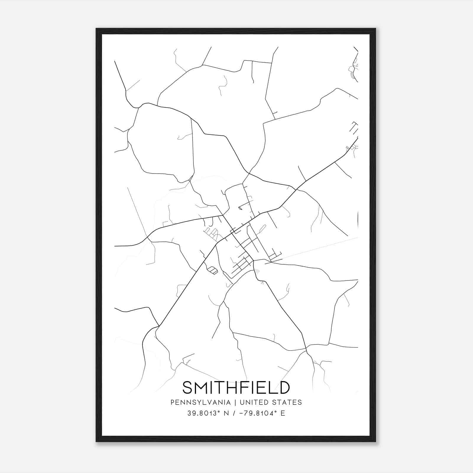 Smithfield Pennsylvania Map Poster, Modern Home Decor Wall Art Print ...