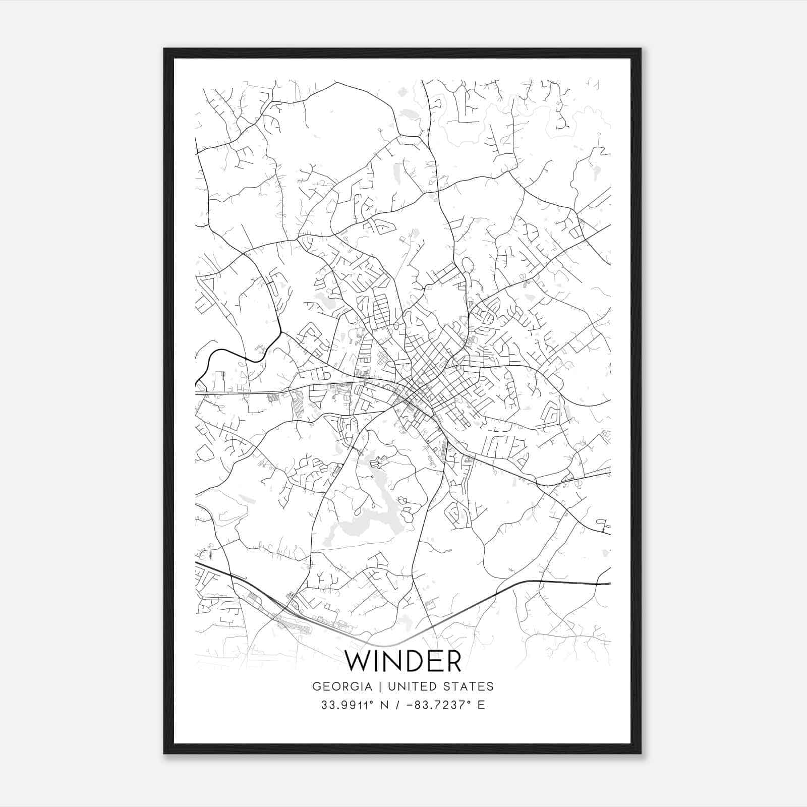 Winder Georgia Map Poster, Modern Home Decor Wall Art Print - Custom ...