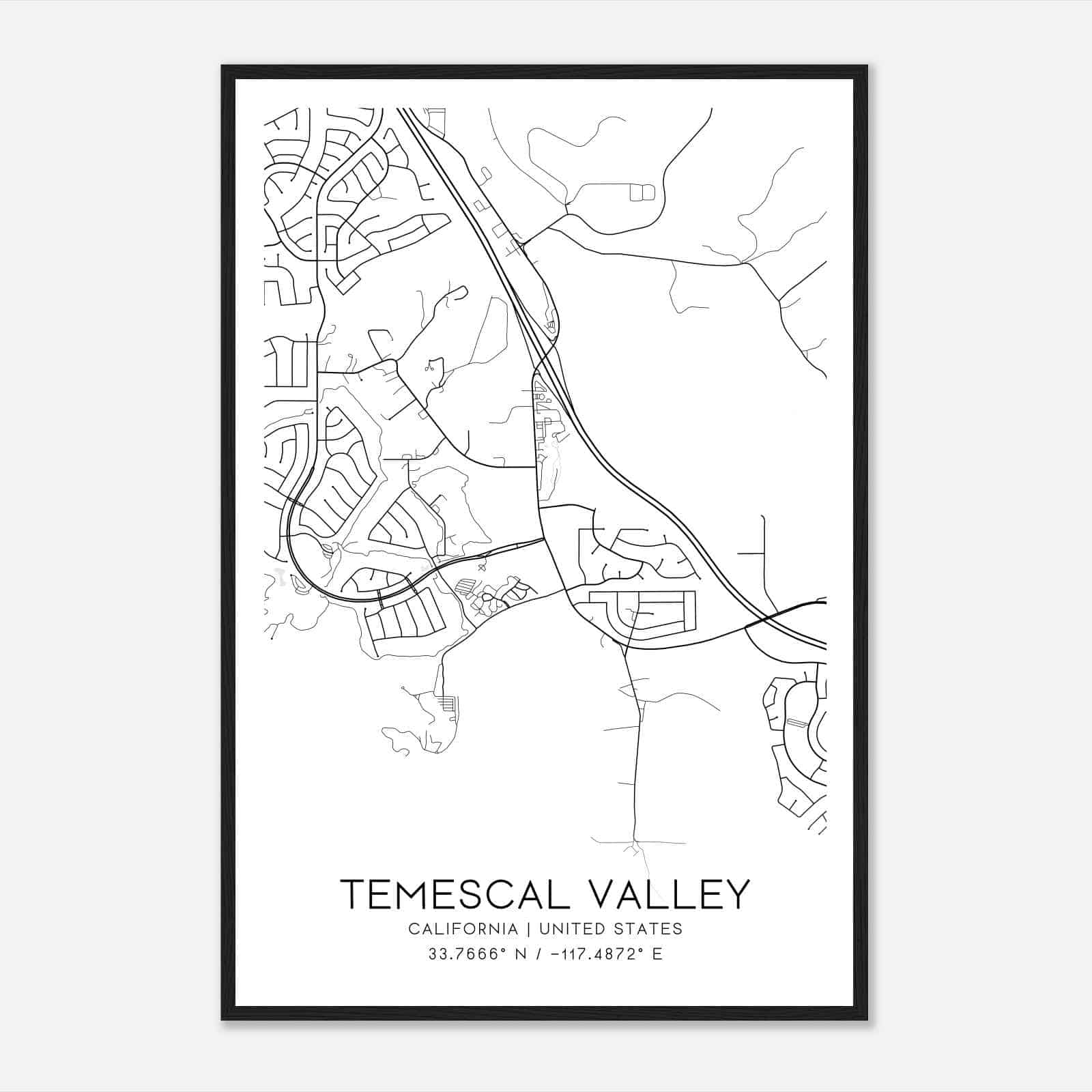 Custom Temescal Valley United States Map Poster - Mapmory