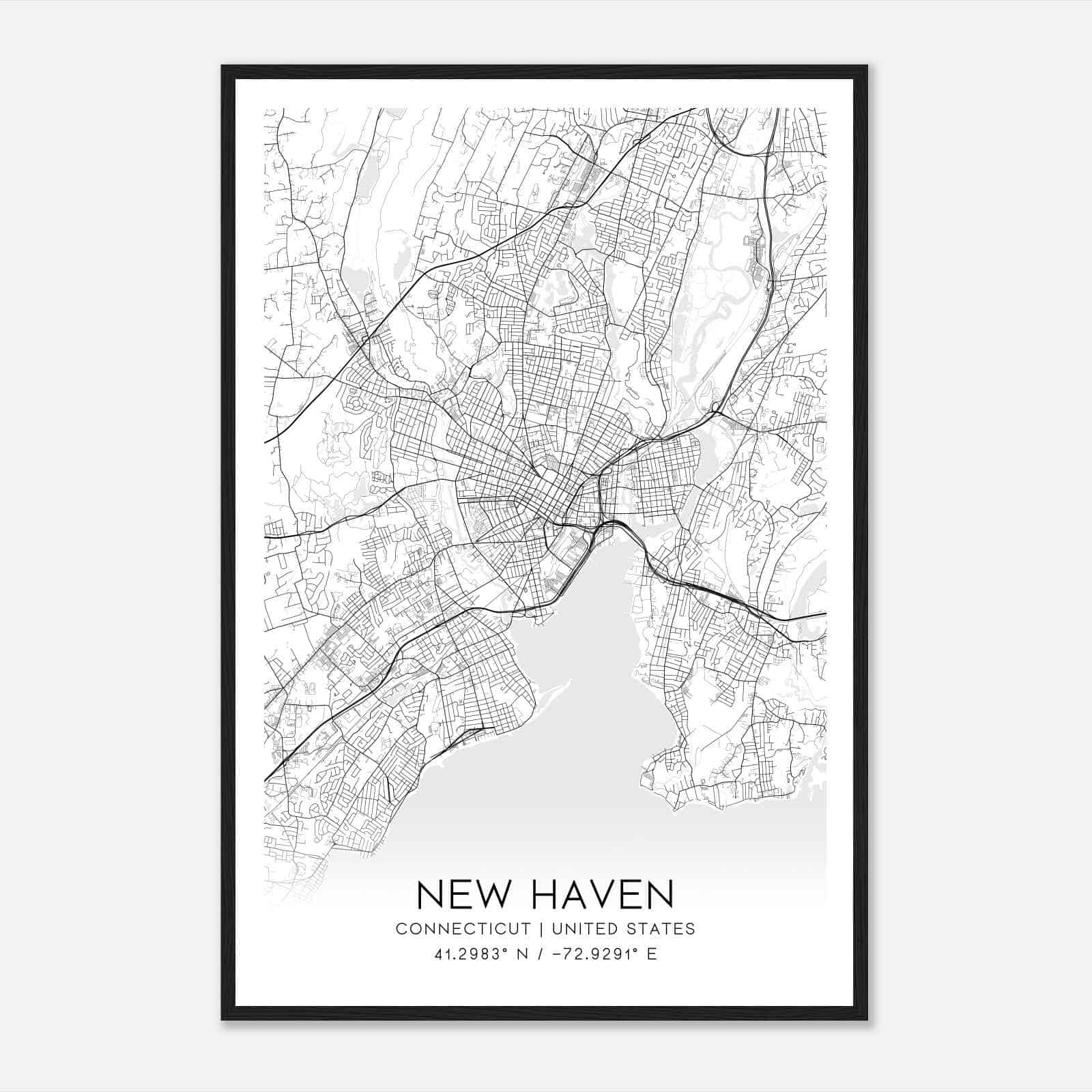 New Haven Connecticut Map Poster, Modern Home Decor Wall Art Print ...