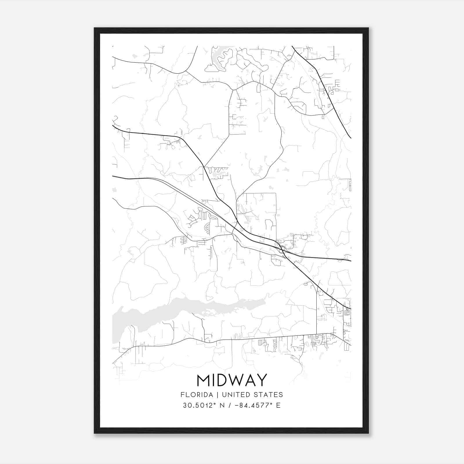 Midway Florida Map Poster, Modern Home Decor Wall Art Print - Custom ...
