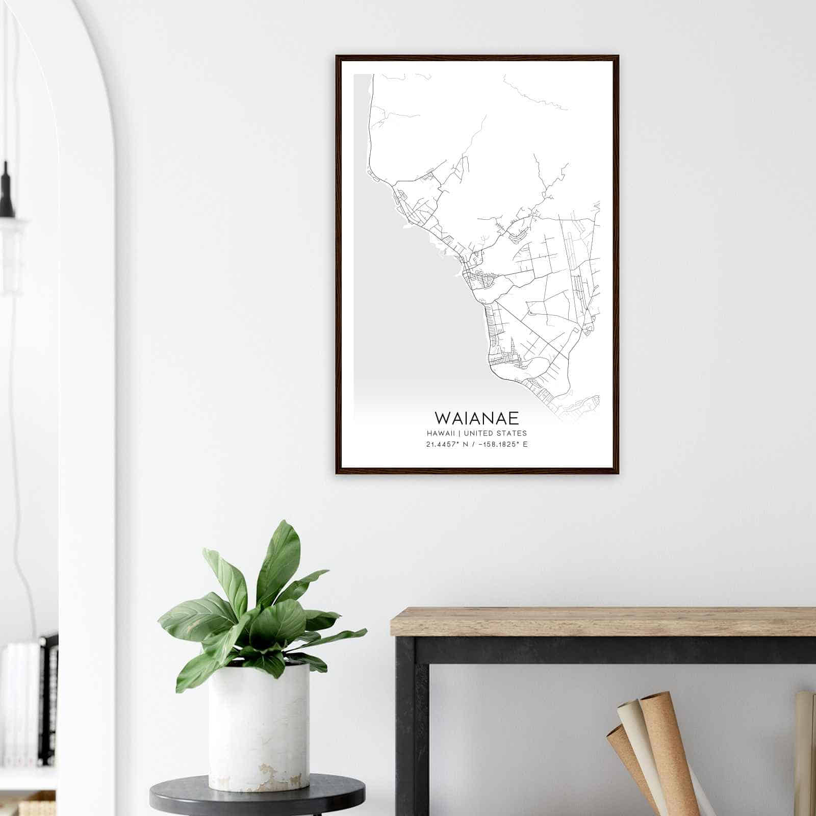 Waianae Hawaii Map Poster, Modern Home Decor Wall Art Print - Custom ...
