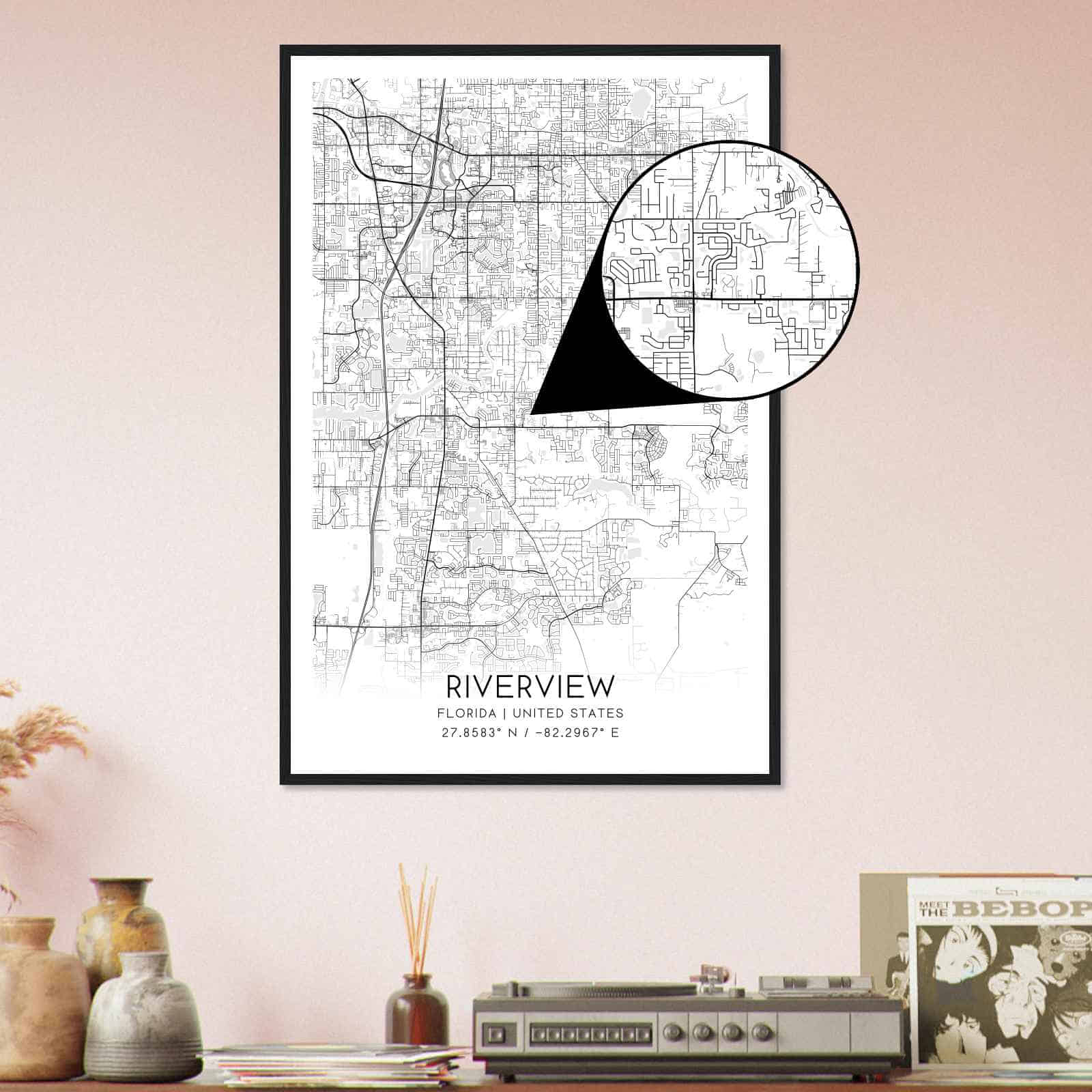 Riverview Florida Map Poster, Modern Home Decor Wall Art Print - Custom ...