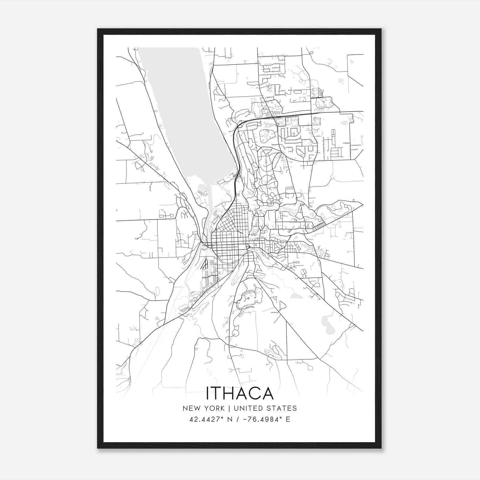 Ithaca New York Map Poster, Modern Home Decor Wall Art Print - Custom ...