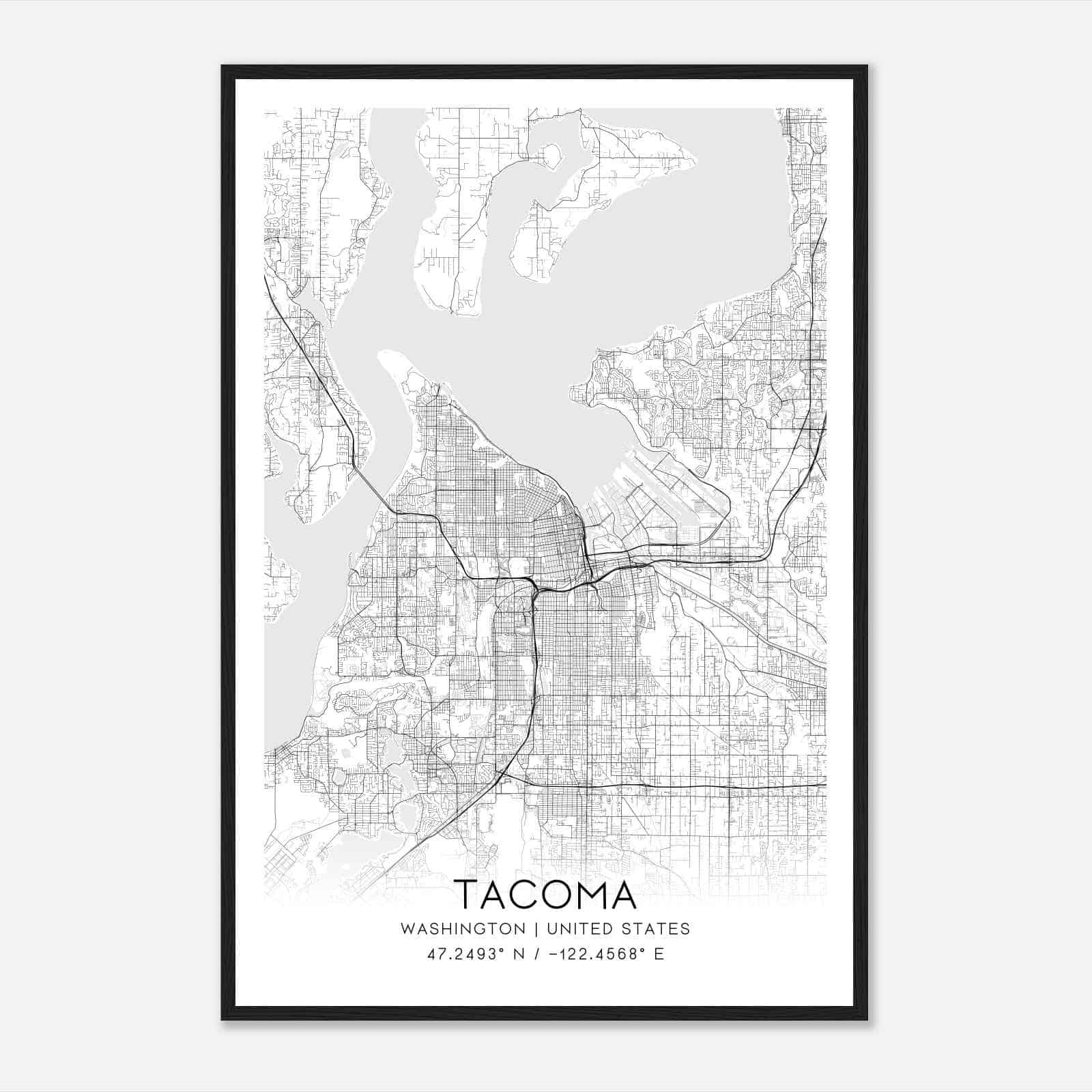 Tacoma Washington Map Poster, Modern Home Decor Wall Art Print - Custom ...