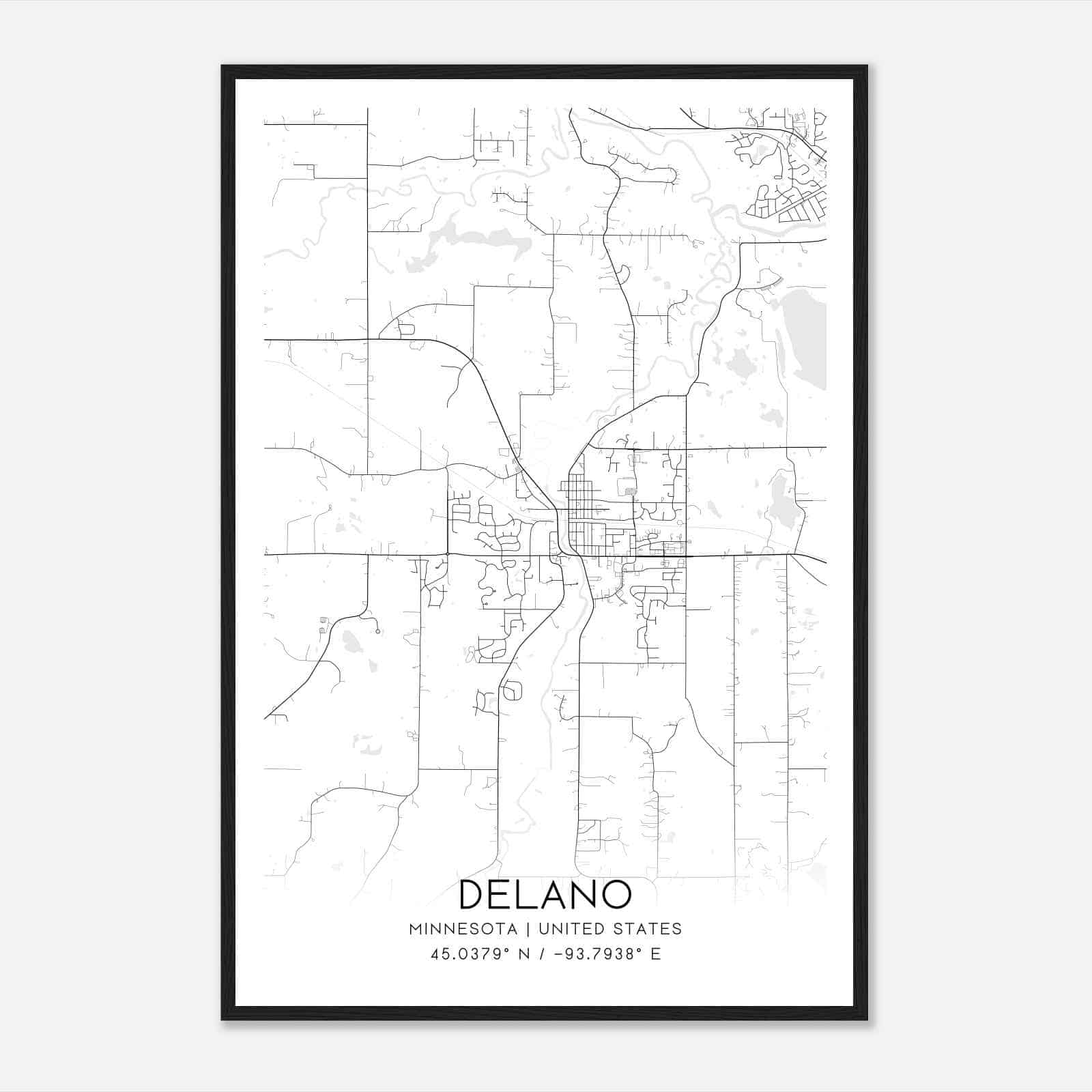 Delano Minnesota Map Poster, Modern Home Decor Wall Art Print - Custom ...