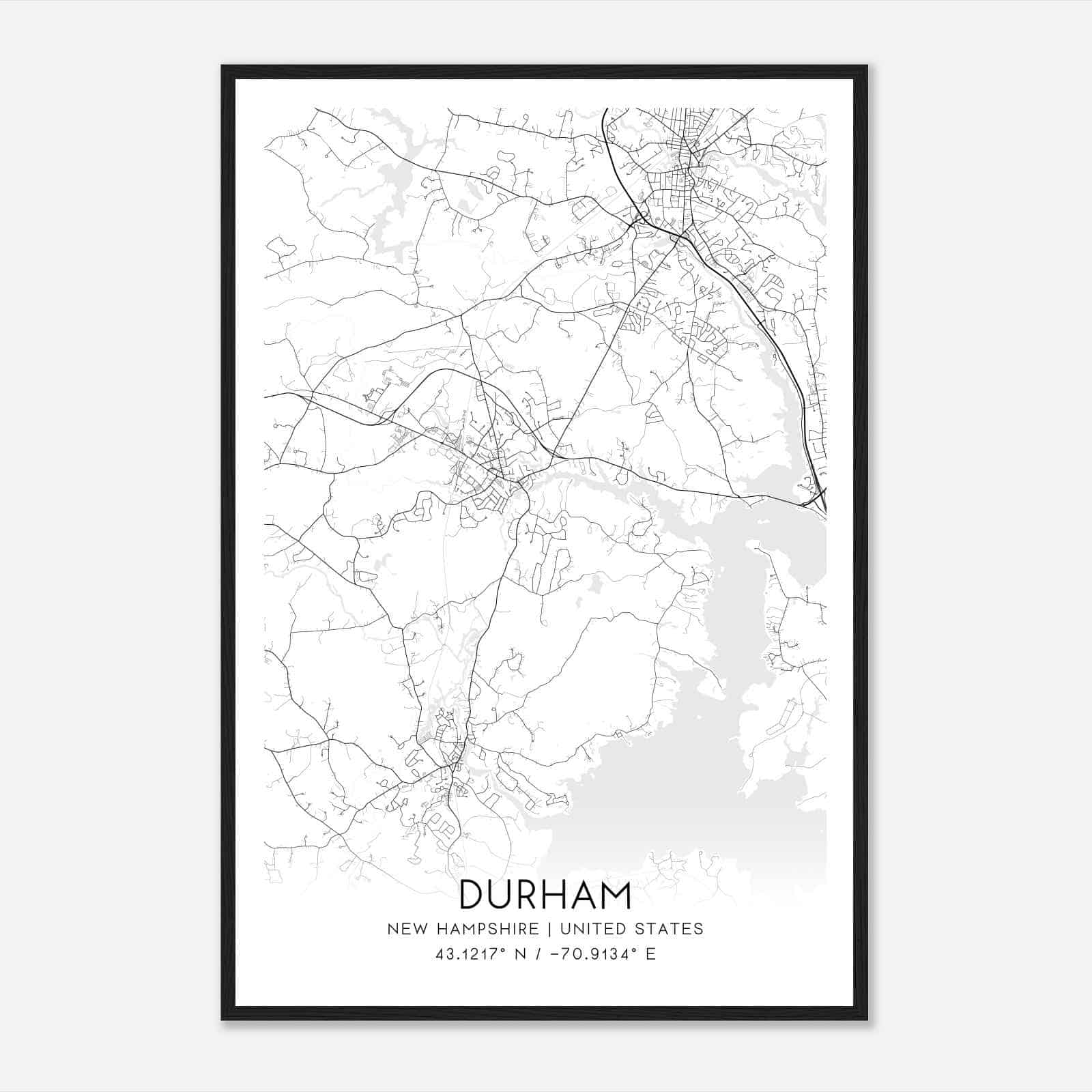 Durham New Hampshire Map Poster, Modern Home Decor Wall Art Print ...