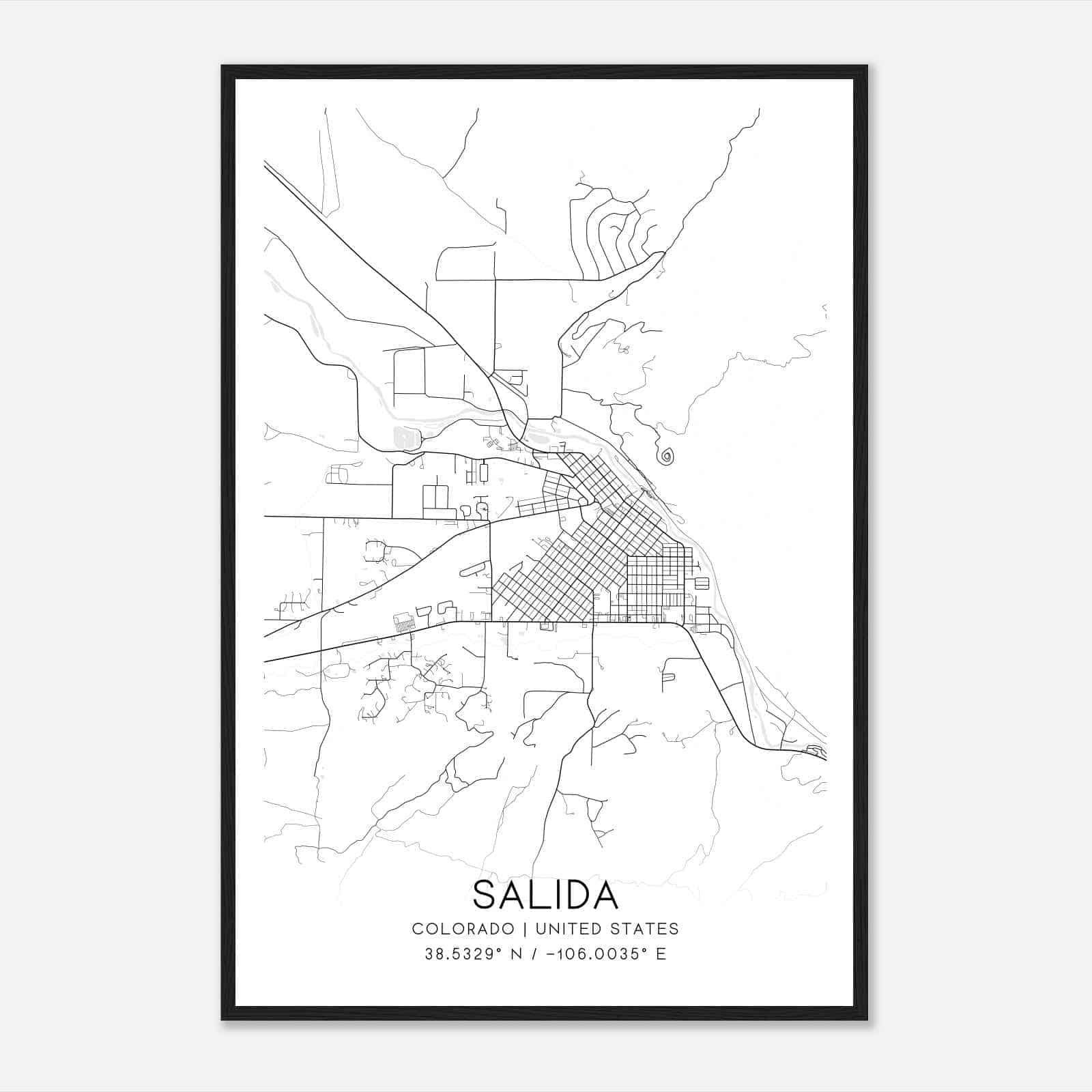 Salida Colorado Map Poster, Modern Home Decor Wall Art Print - Custom ...