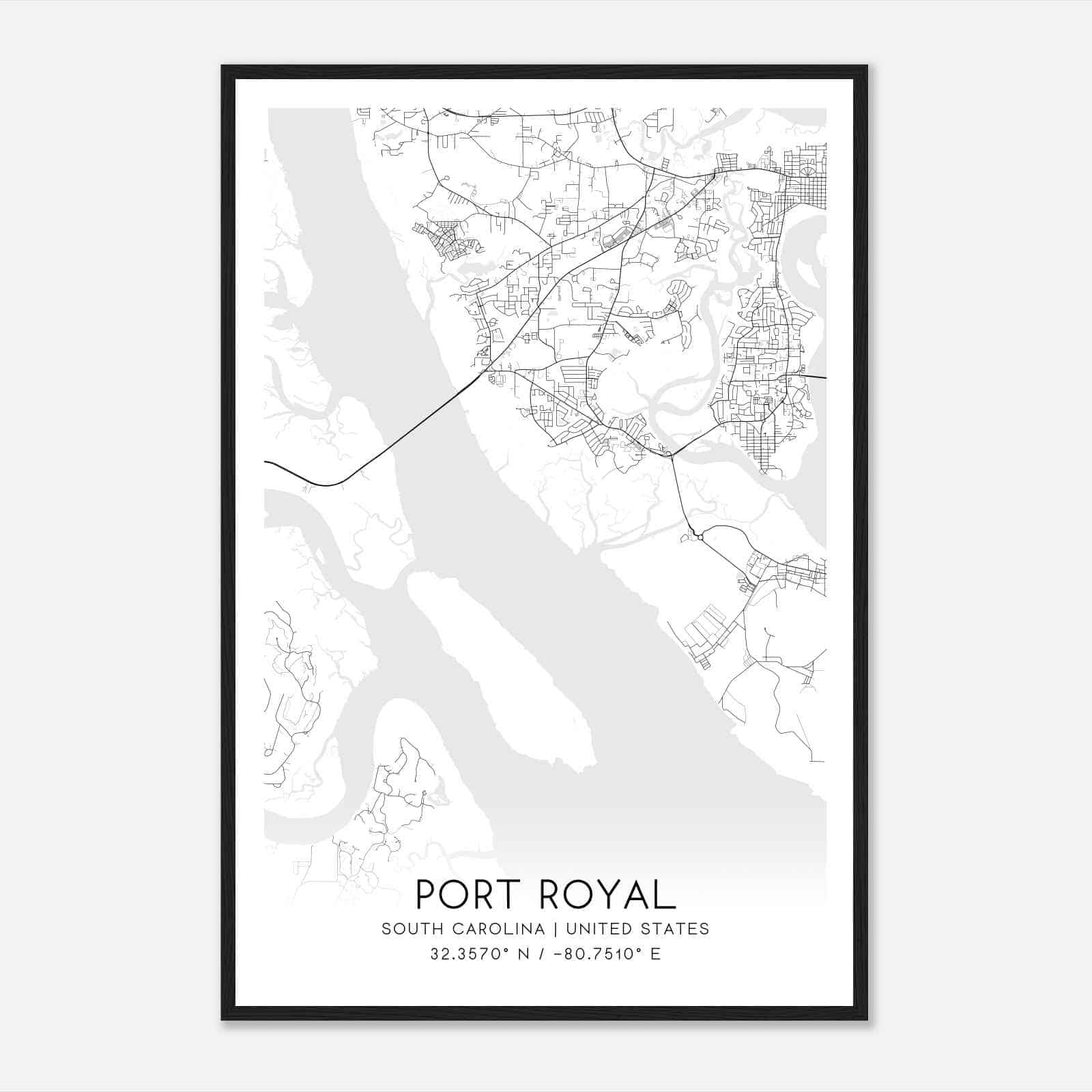 Port Royal South Carolina Map Poster, Modern Home Decor Wall Art Print ...