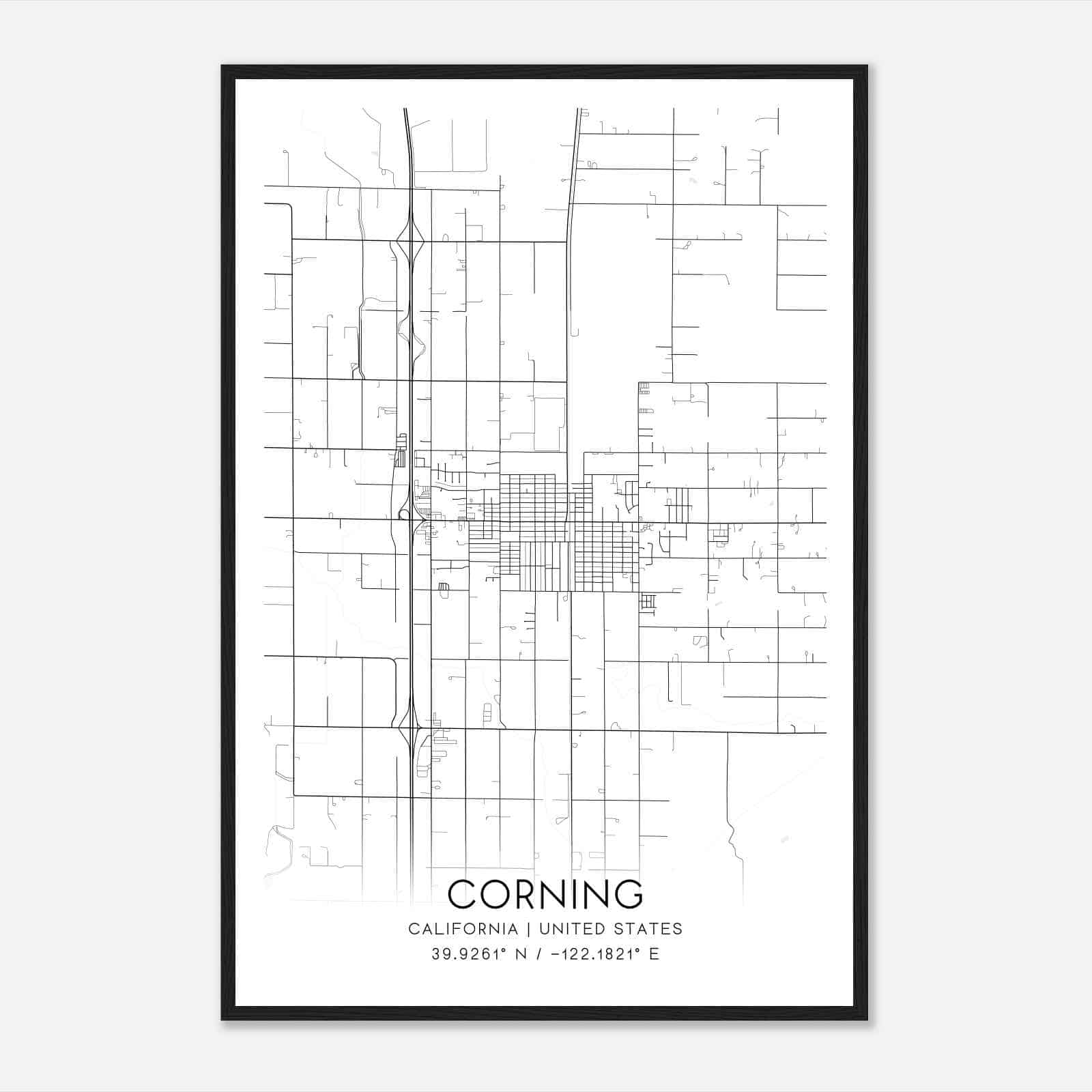 Corning California Map Poster, Modern Home Decor Wall Art Print ...