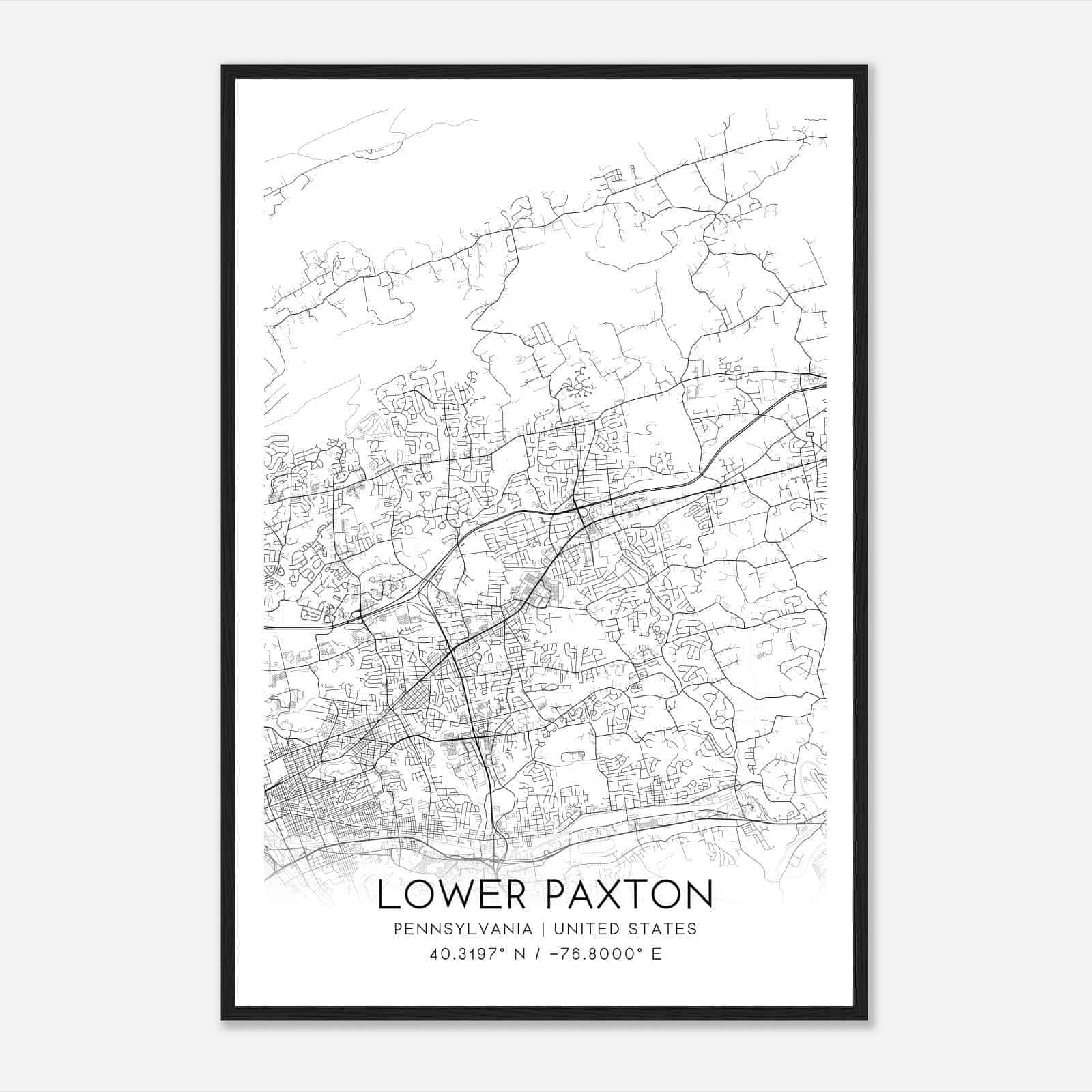 Lower Paxton Pennsylvania Map Poster, Modern Home Decor Wall Art Print ...