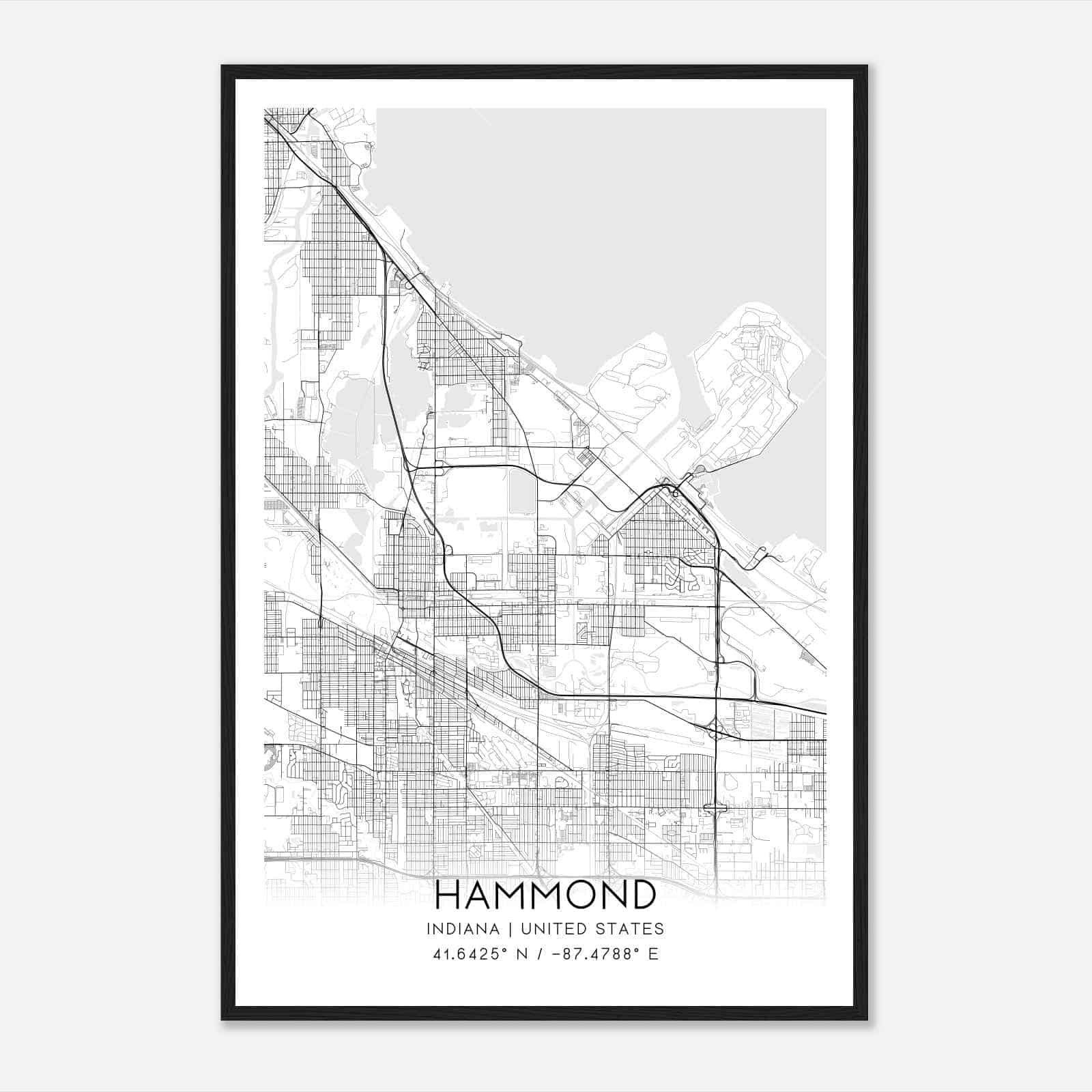 Vintage Hammond Indiana Map Poster, Modern Home Decor Wall Art Print ...