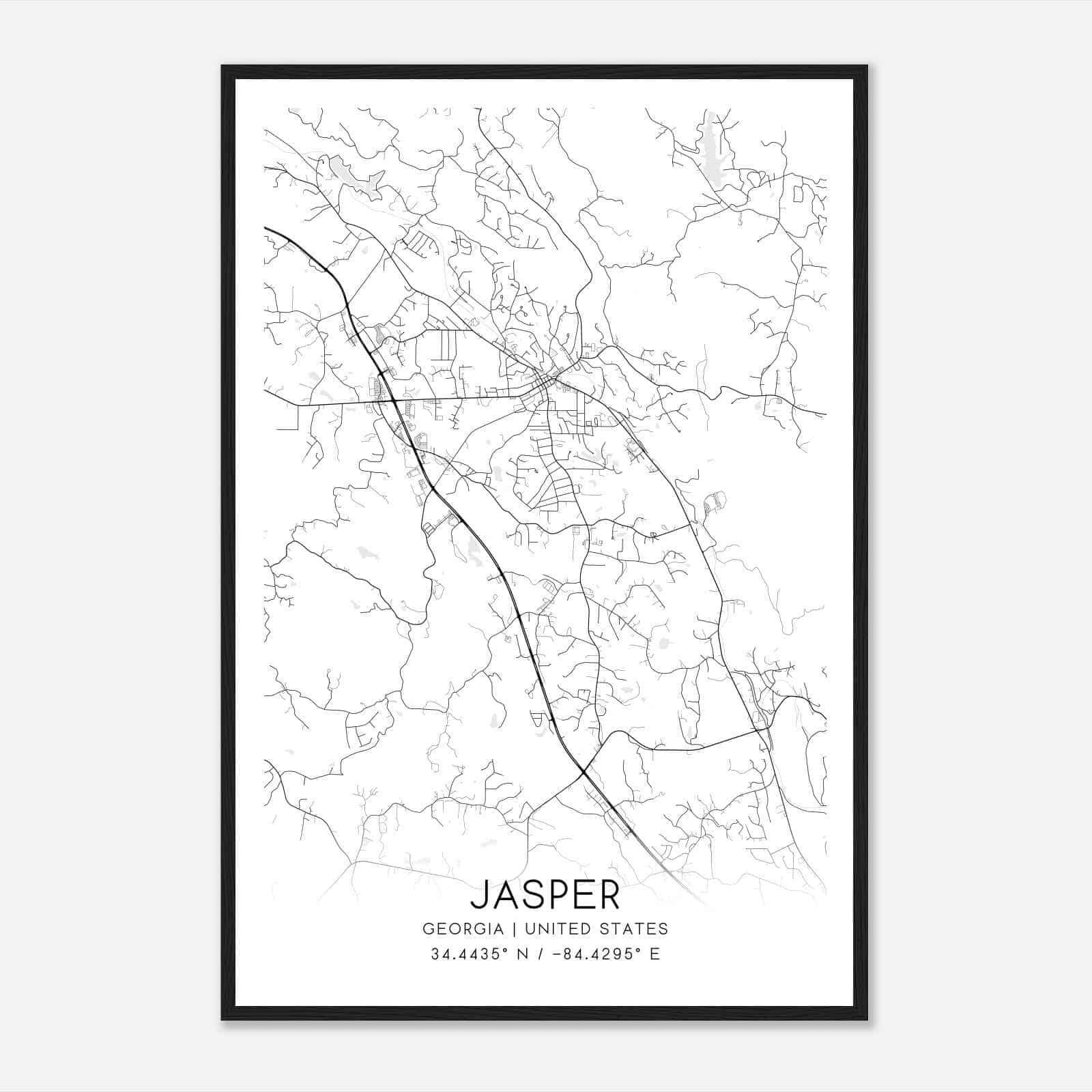 Jasper Georgia Map Poster, Modern Home Decor Wall Art Print - Custom ...