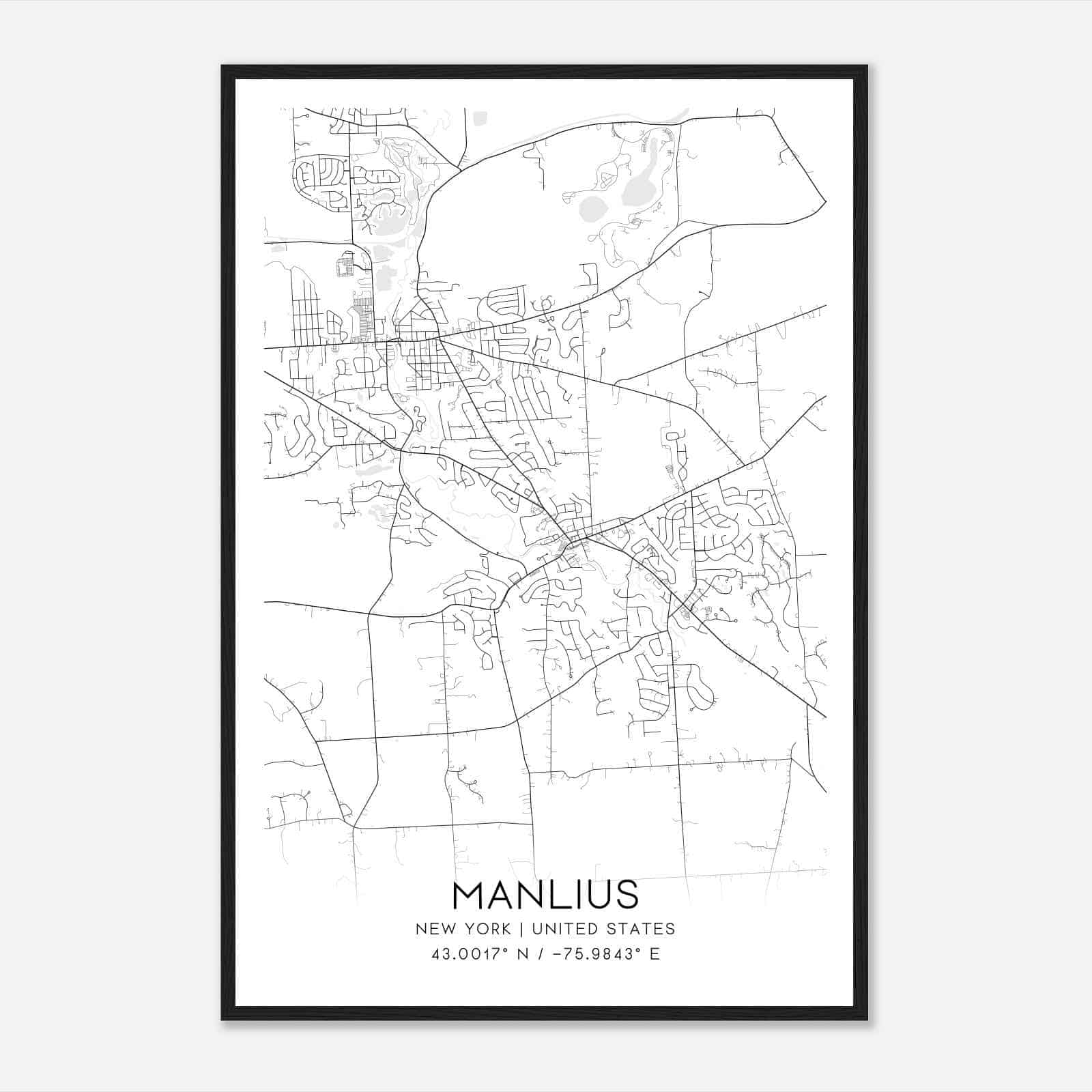Manlius New York Map Poster, Modern Home Decor Wall Art Print - Custom ...