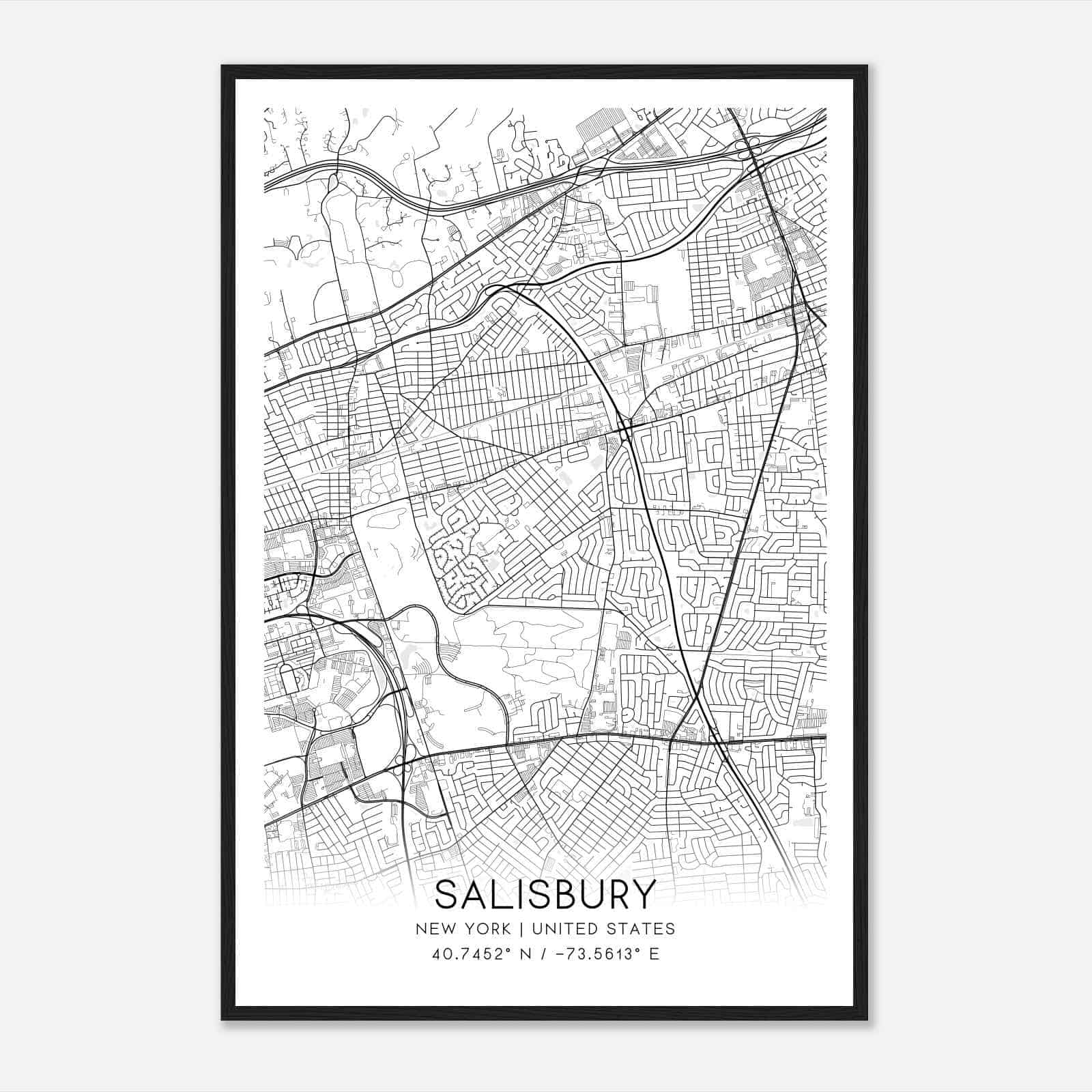 Salisbury New York Map Poster, Modern Home Decor Wall Art Print ...