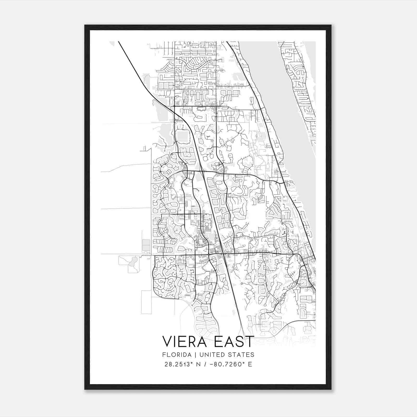 Viera East Florida Map Poster, Modern Home Decor Wall Art Print ...