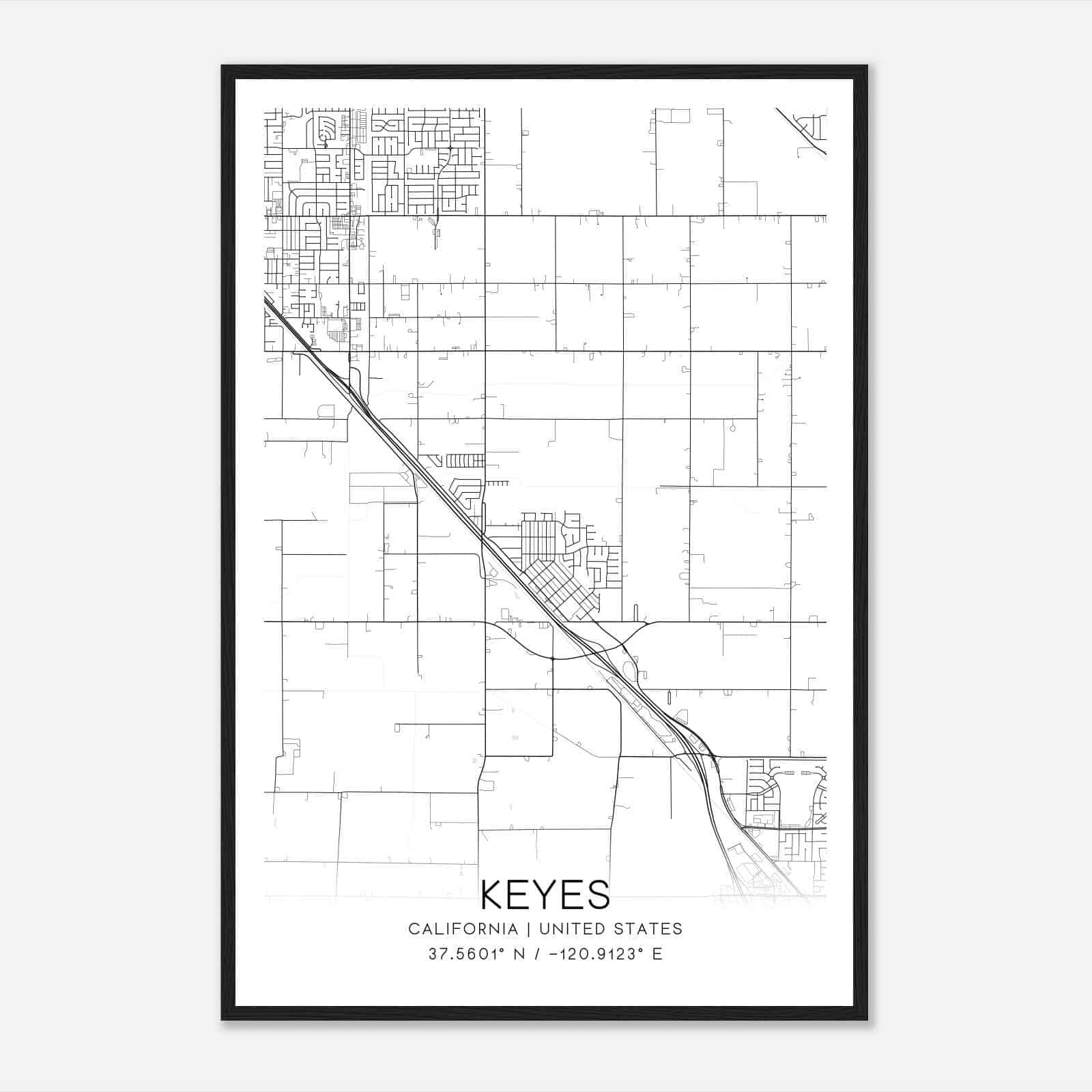 Keyes California Map Poster, Modern Home Decor Wall Art Print - Custom ...