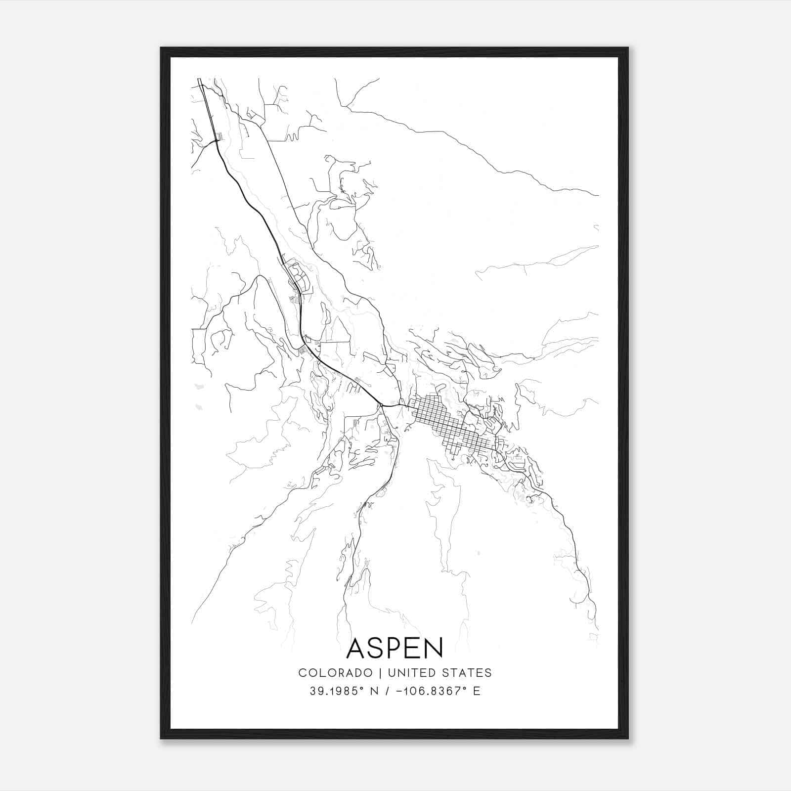Aspen Colorado Map Poster, Modern Home Decor Wall Art Print - Custom ...