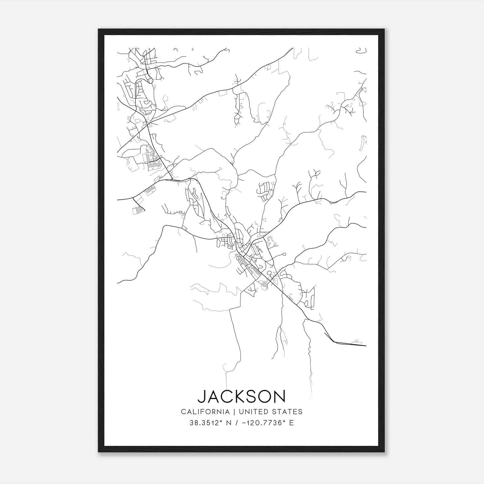 Jackson California Map Poster, Modern Home Decor Wall Art Print ...