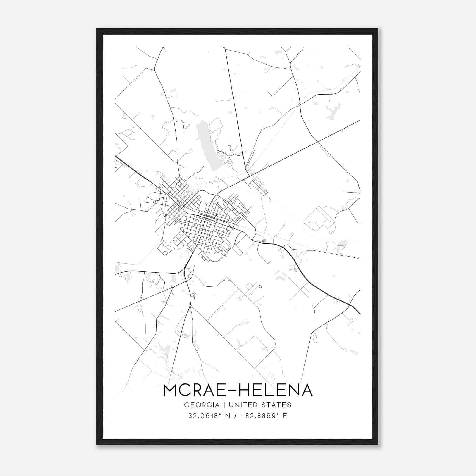 McRae-Helena Georgia Map Poster, Modern Home Decor Wall Art Print ...