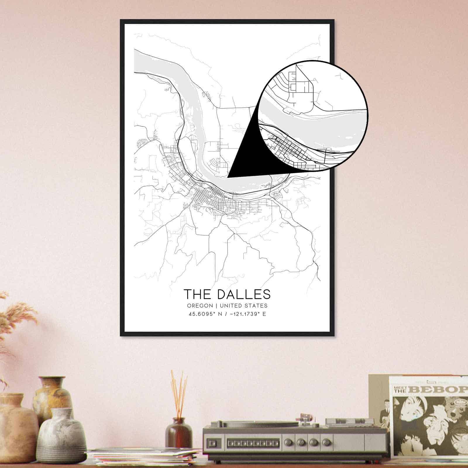 The Dalles Oregon Map Poster, Modern Home Decor Wall Art Print - Custom ...