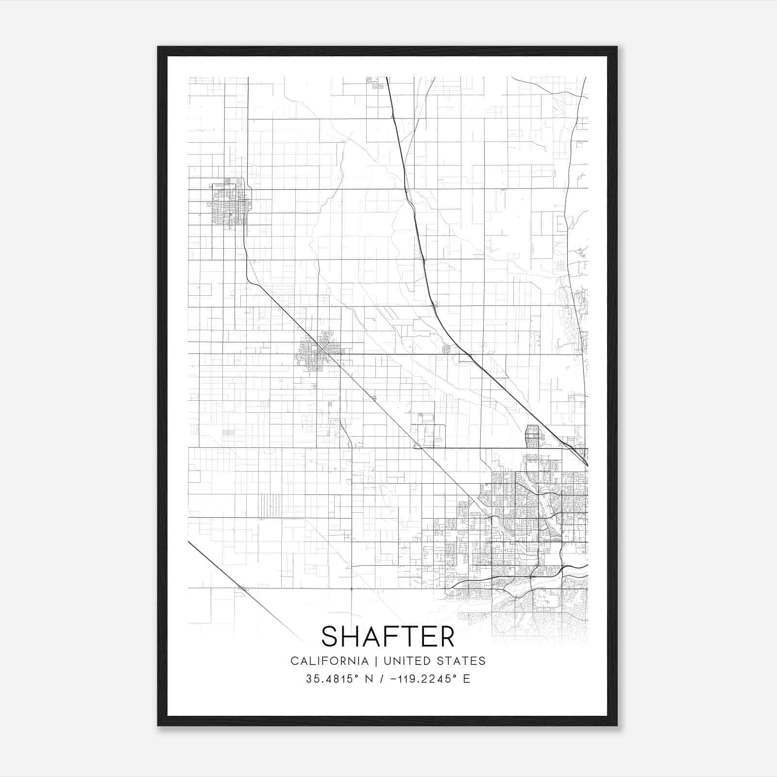 Shafter California Map Poster, Modern Home Decor Wall Art Print ...