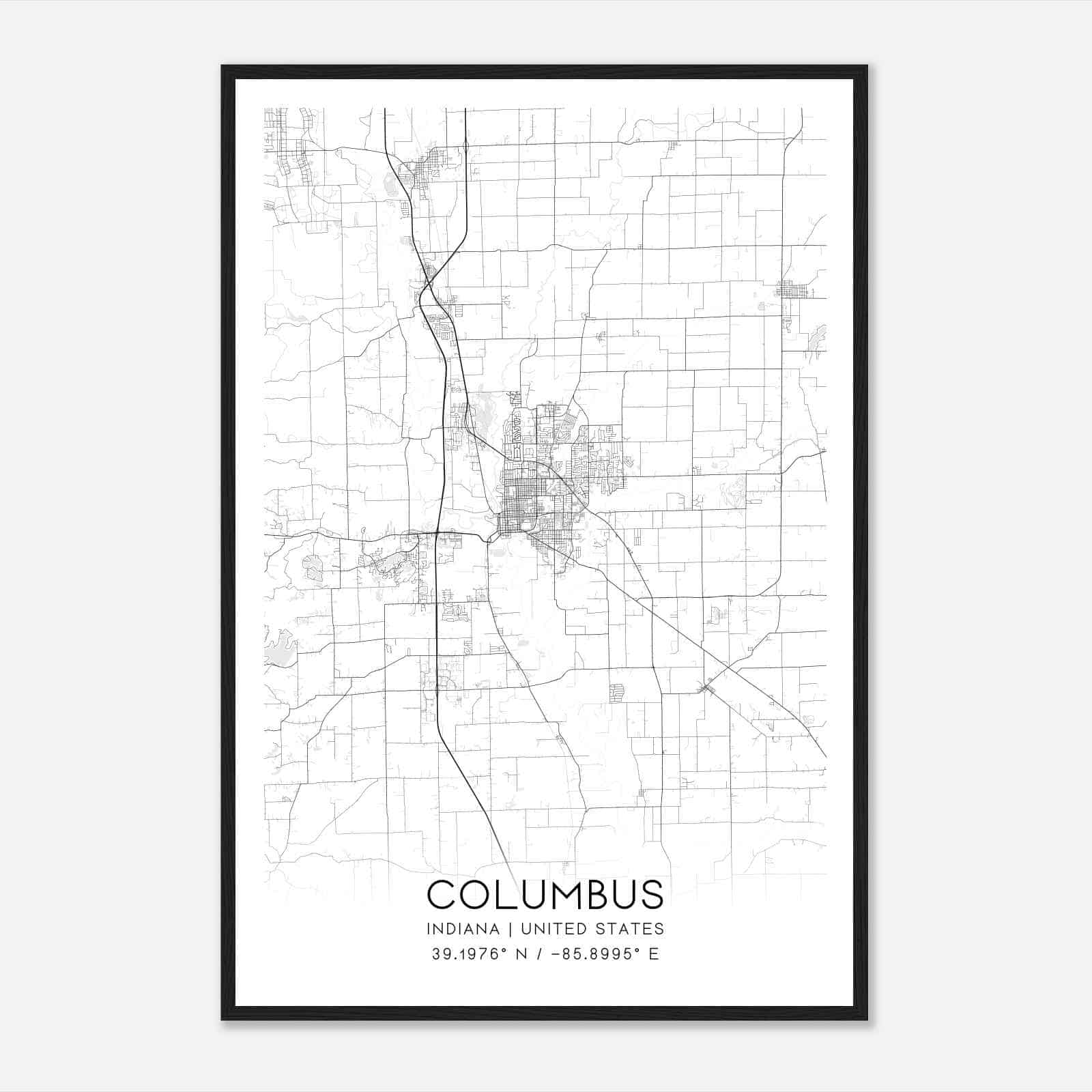 Columbus Indiana Map Poster, Modern Home Decor Wall Art Print - Custom ...