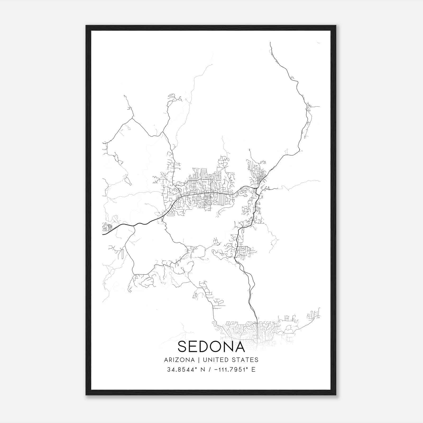 Vintage Sedona Arizona Map Poster, Modern Home Decor Wall Art Print ...