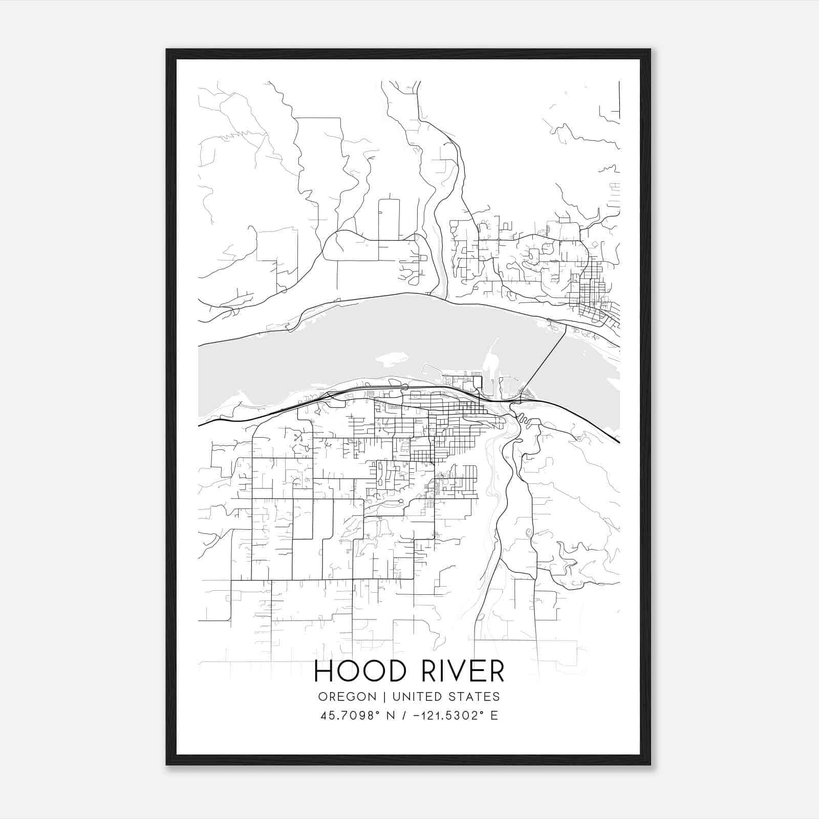Custom Hood River United States Map Poster - Mapmory