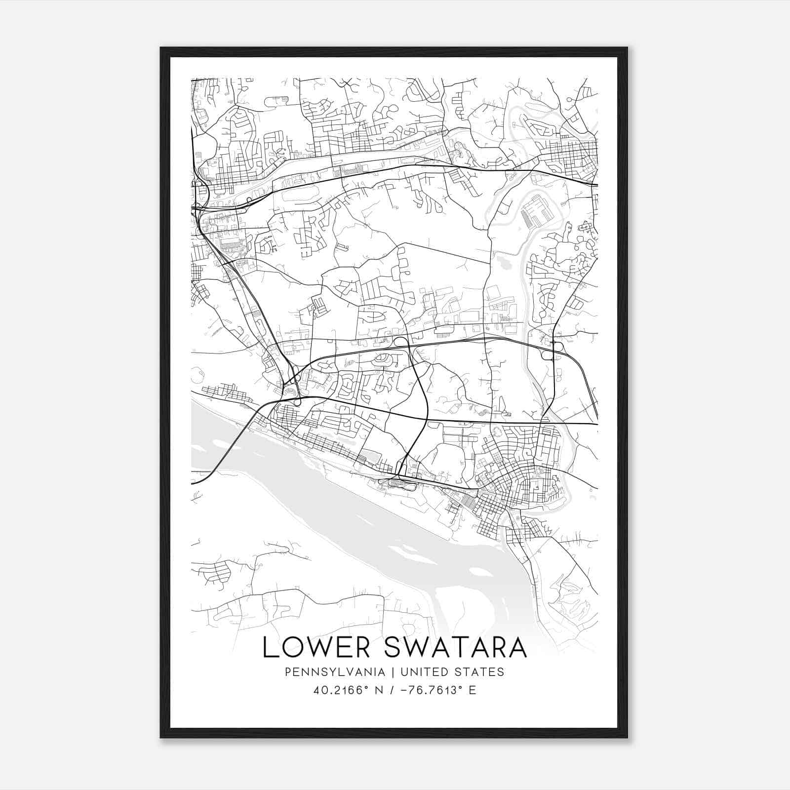 Lower Swatara Pennsylvania Map Poster, Modern Home Decor Wall Art Print ...