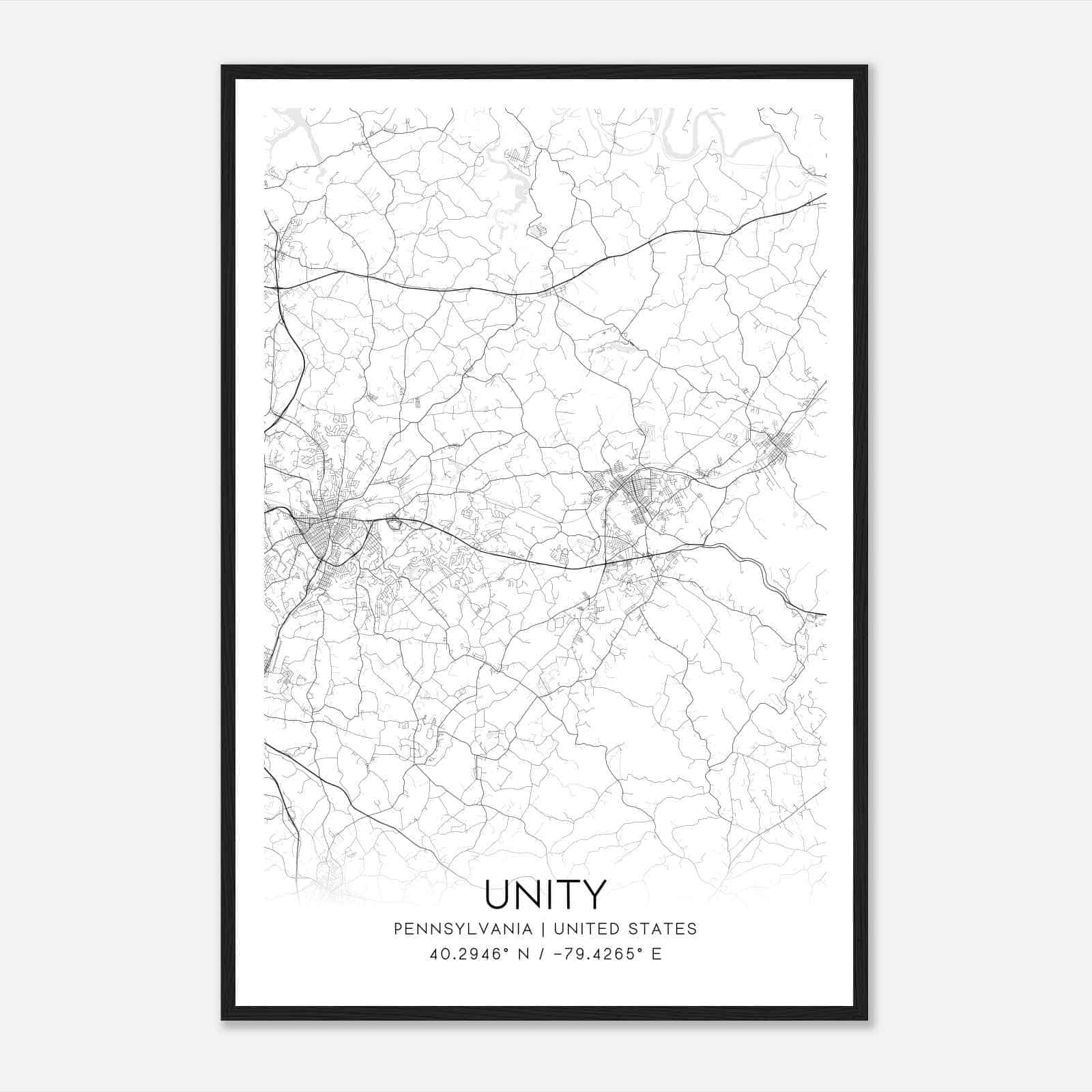 Unity Pennsylvania Map Poster, Modern Home Decor Wall Art Print ...