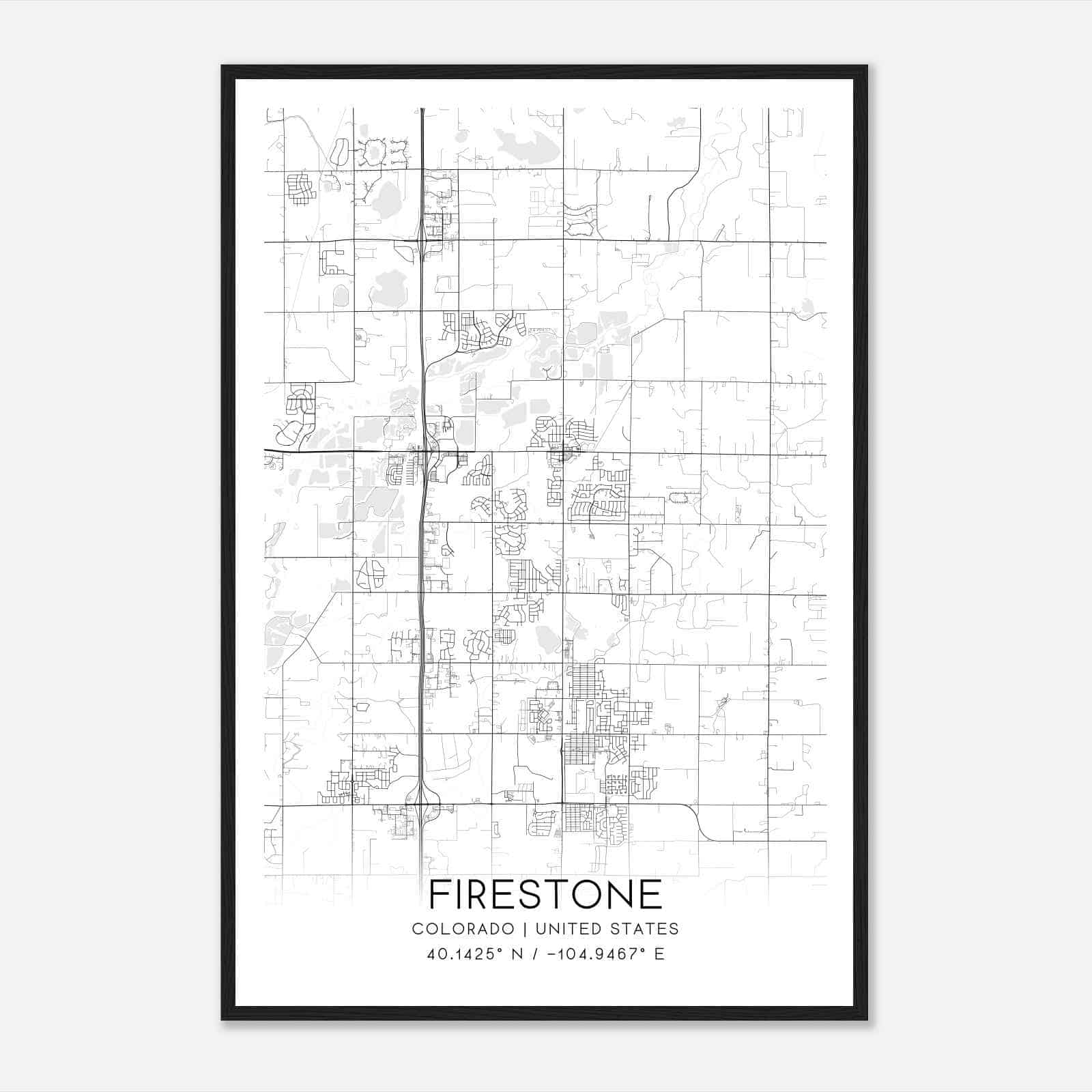 Firestone Colorado Map Poster, Modern Home Decor Wall Art Print ...
