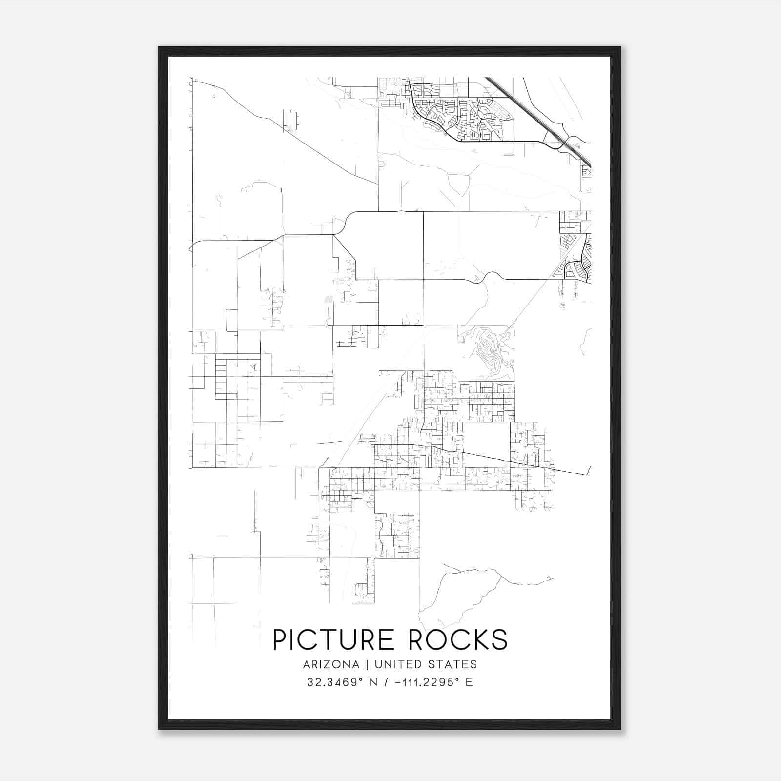 Picture Rocks Arizona Map Poster, Modern Home Decor Wall Art Print ...