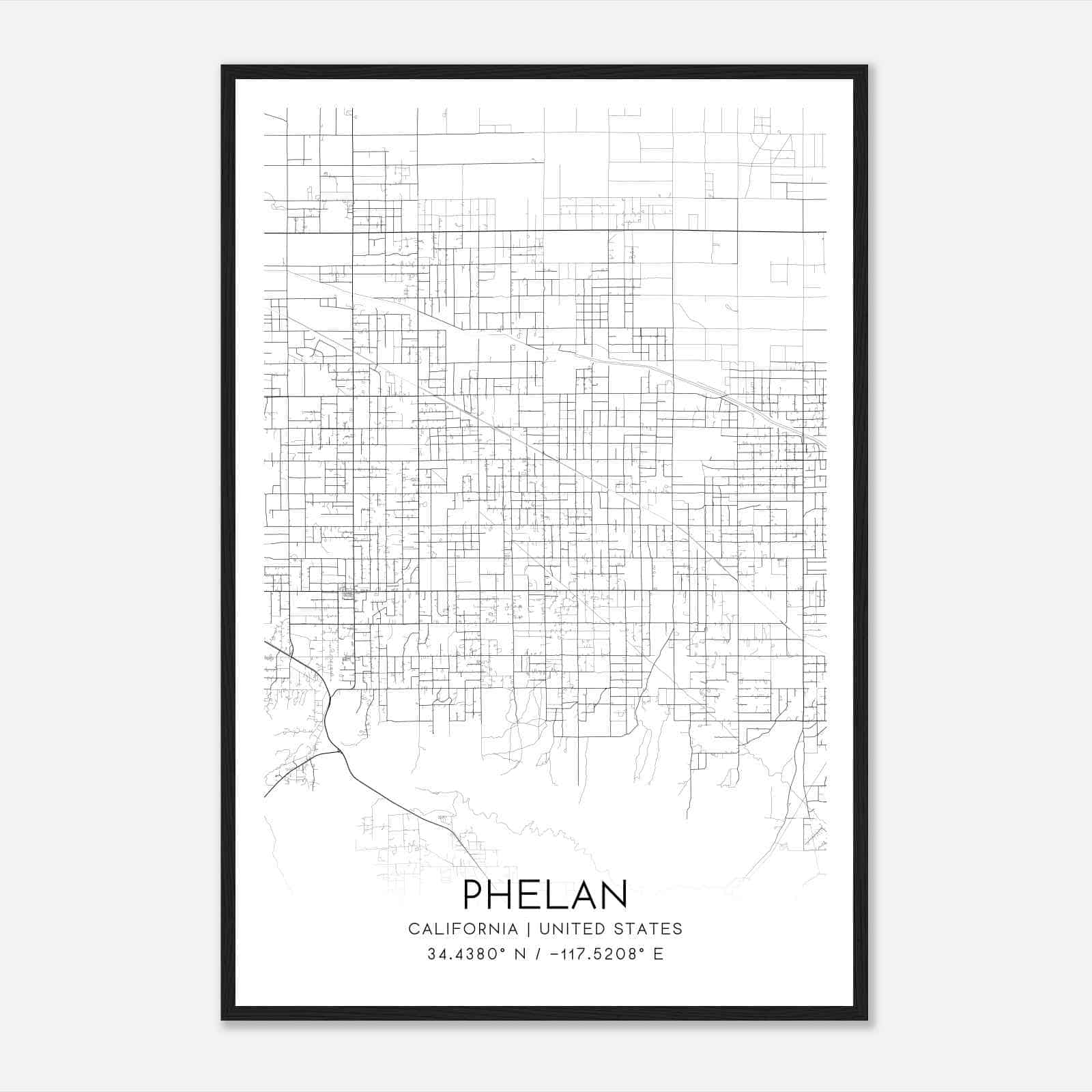 Phelan California Map Poster, Modern Home Decor Wall Art Print - Custom ...