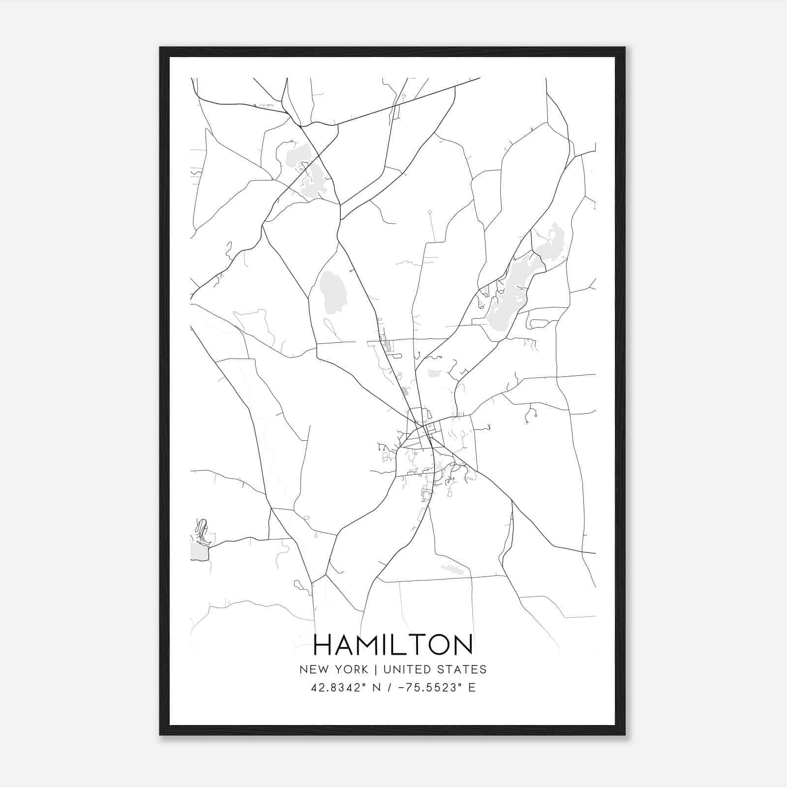 Hamilton New York Map Poster, Modern Home Decor Wall Art Print - Custom ...