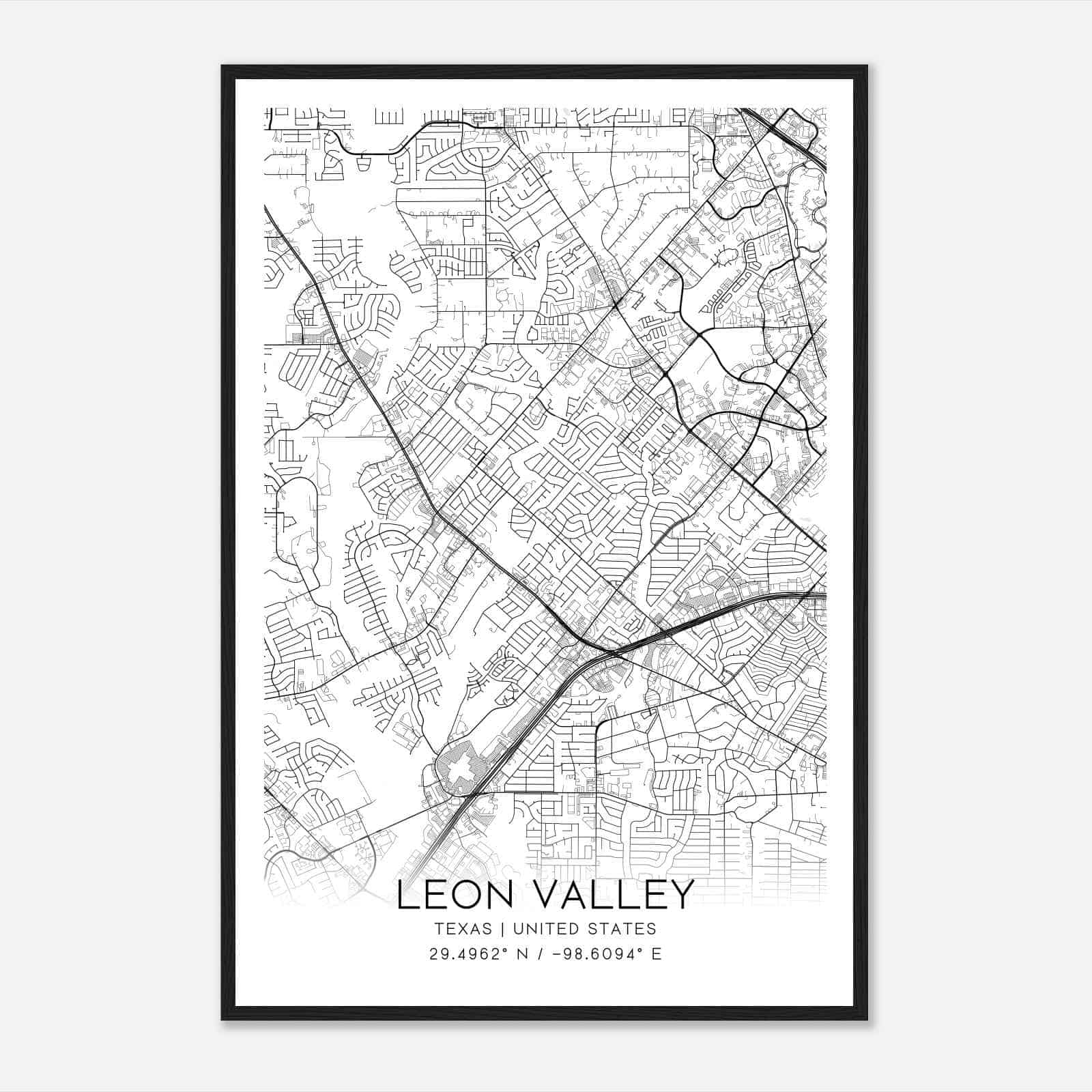 Custom Leon Valley United States Map Poster - Mapmory