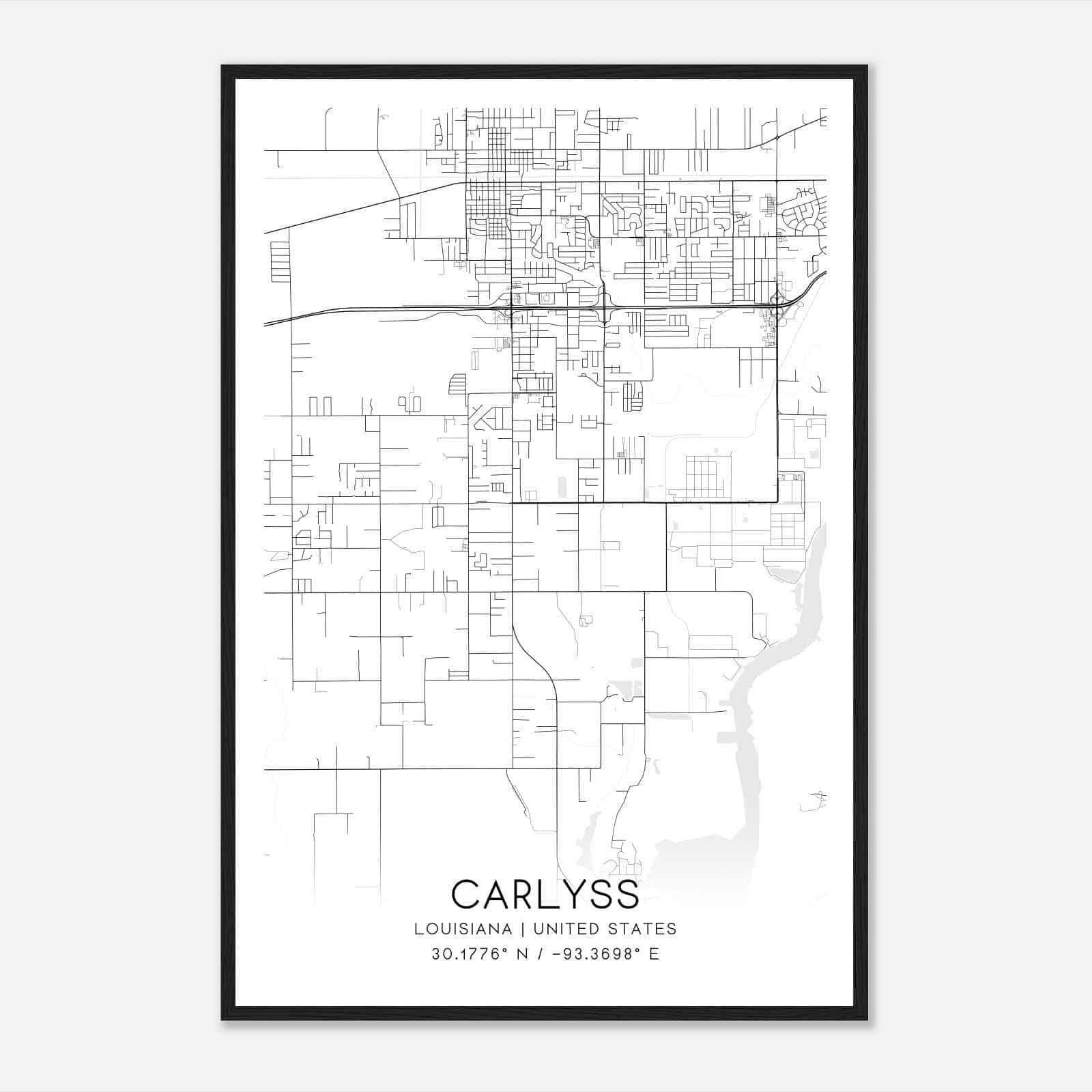 Carlyss Louisiana Map Poster, Modern Home Decor Wall Art Print - Custom ...